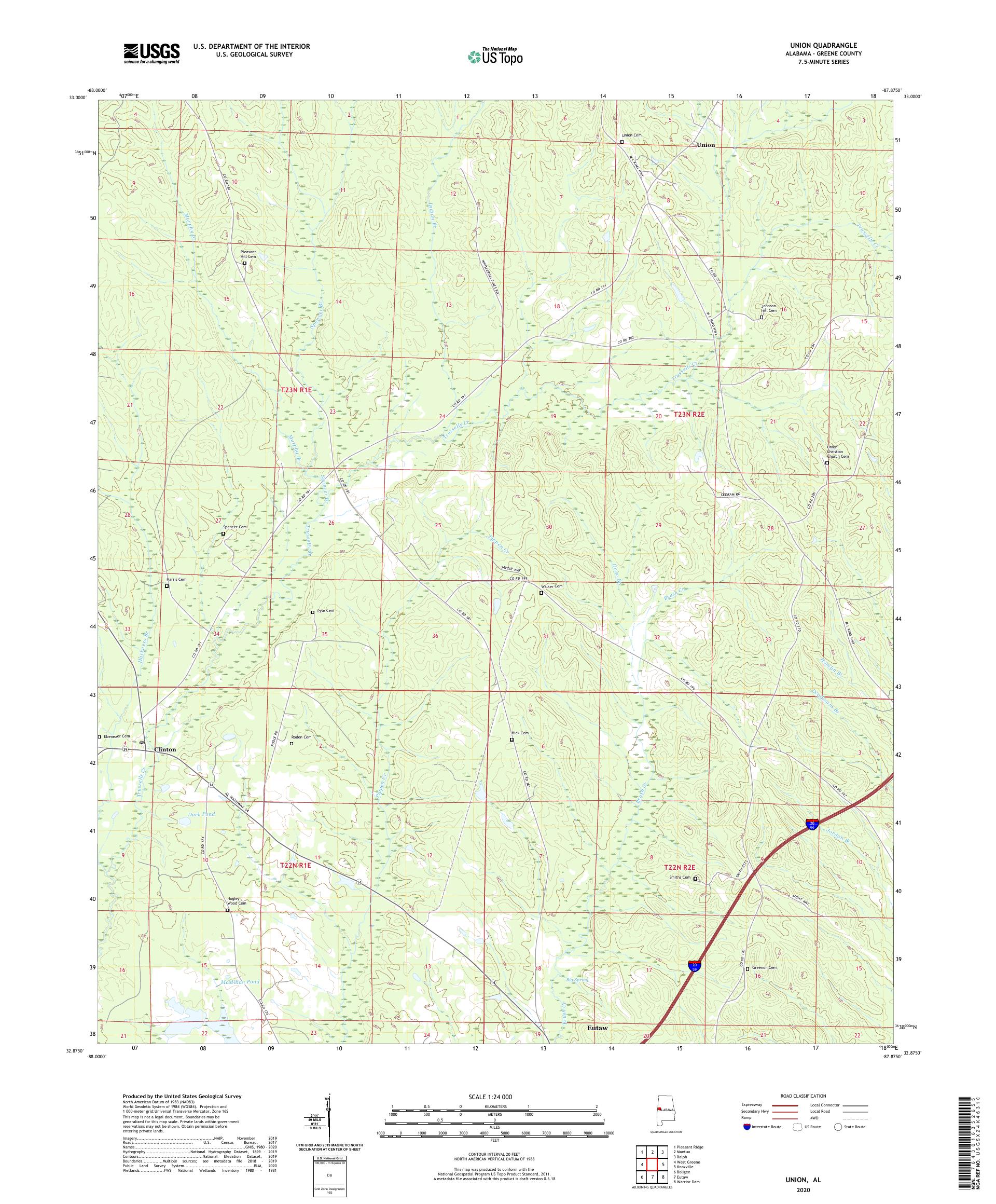 Union Alabama US Topo Map – MyTopo Map Store