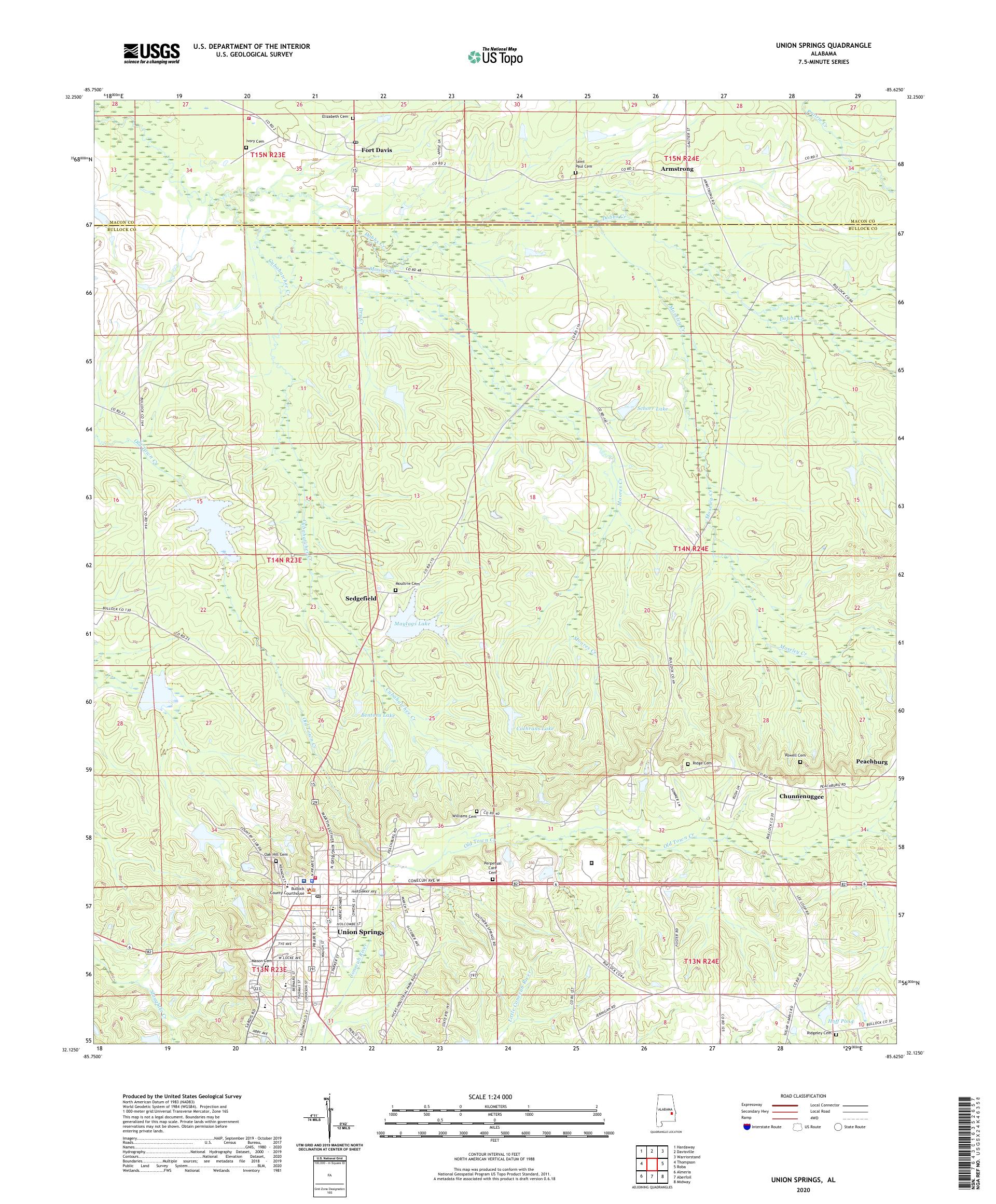 Union Springs Alabama US Topo Map – MyTopo Map Store