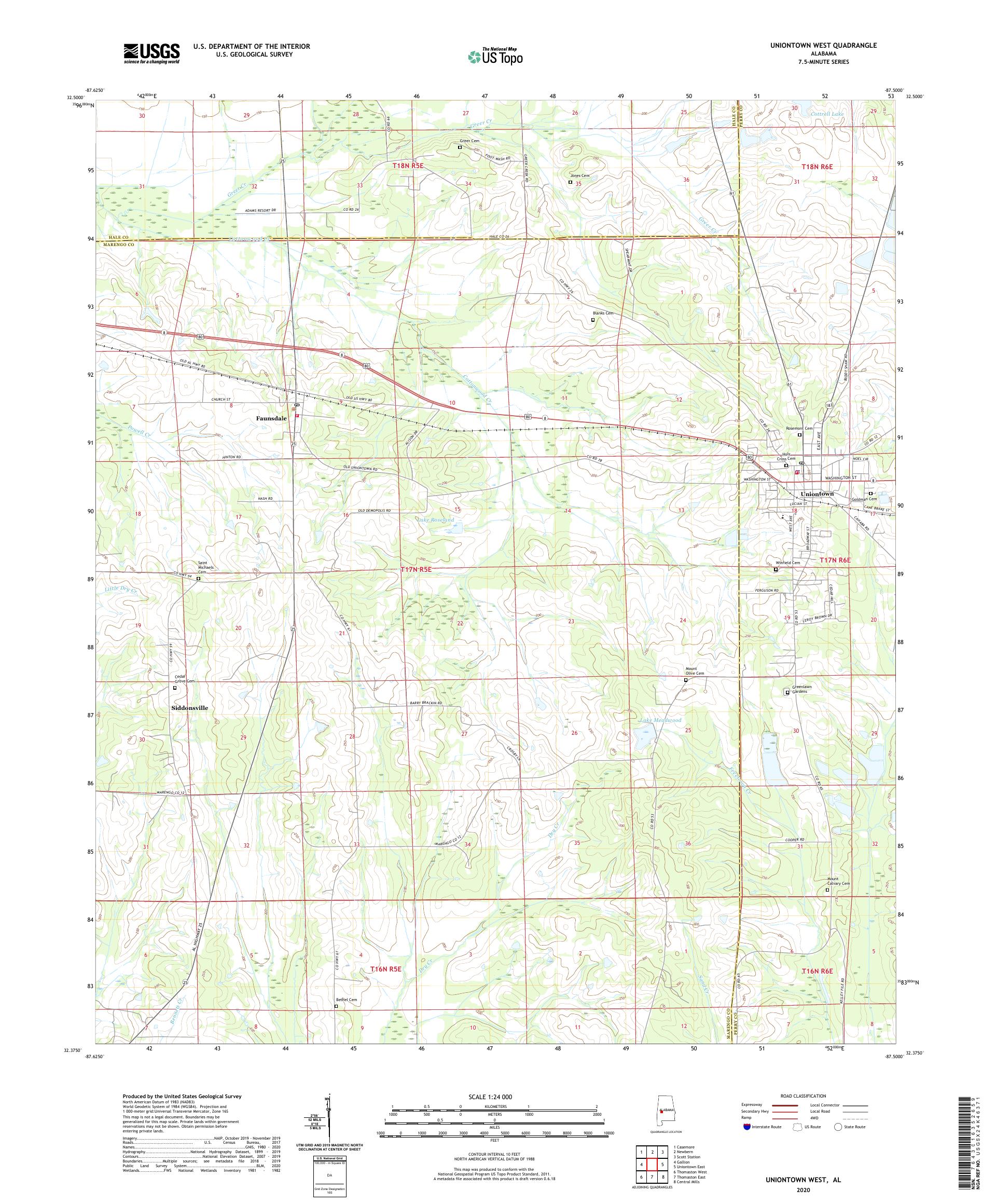 Uniontown West Alabama US Topo Map – MyTopo Map Store