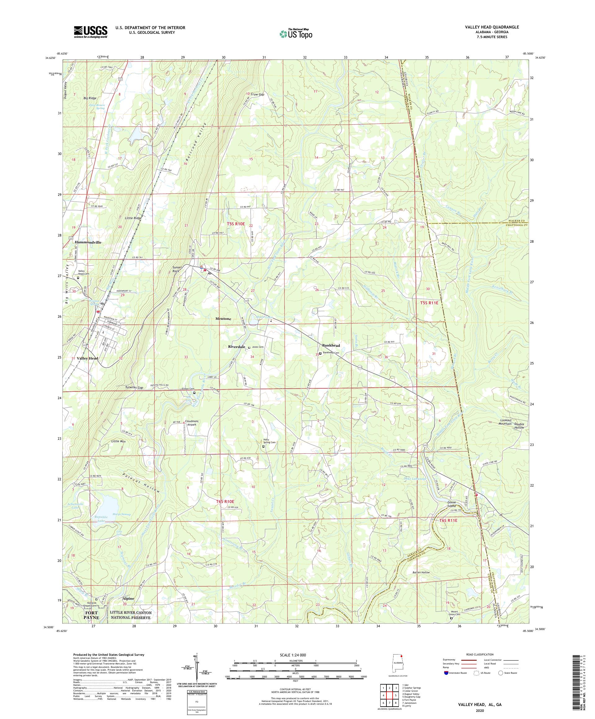 Valley Head Alabama US Topo Map – MyTopo Map Store