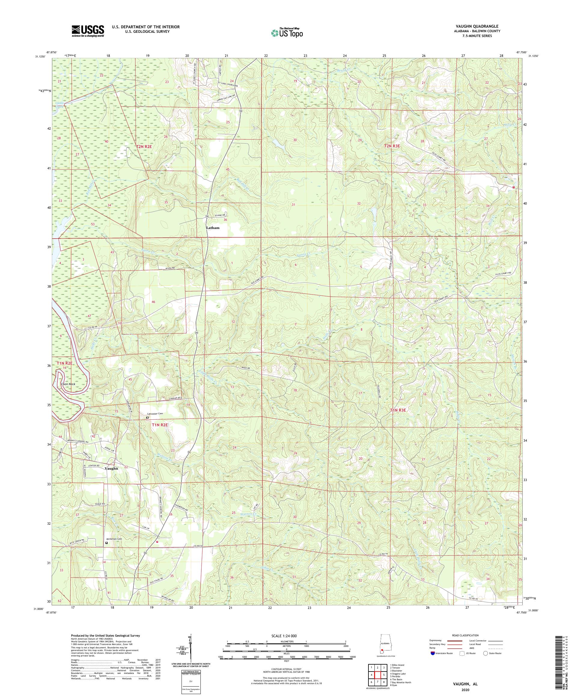 Vaughn Alabama US Topo Map – MyTopo Map Store