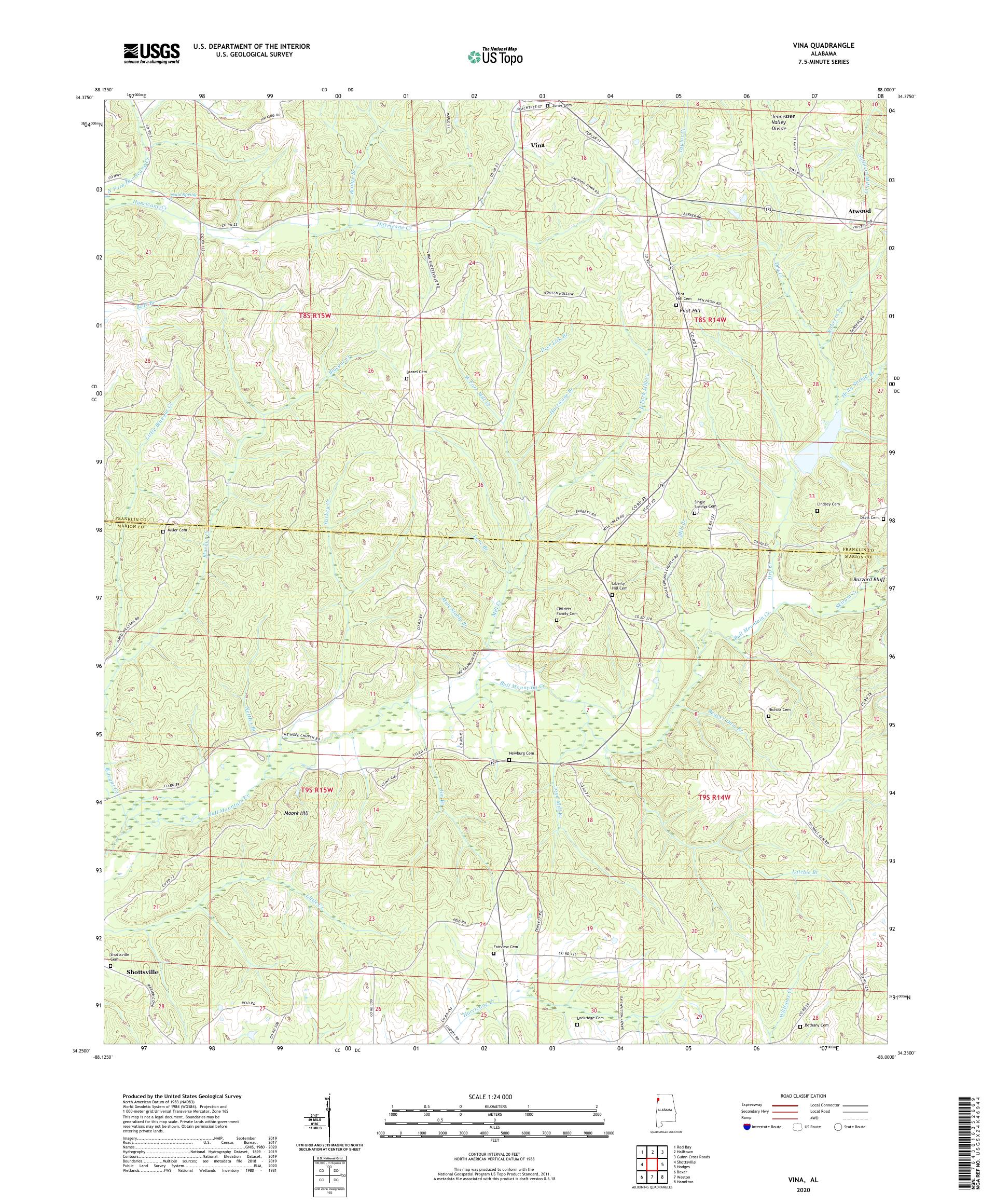 Vina Alabama US Topo Map – MyTopo Map Store