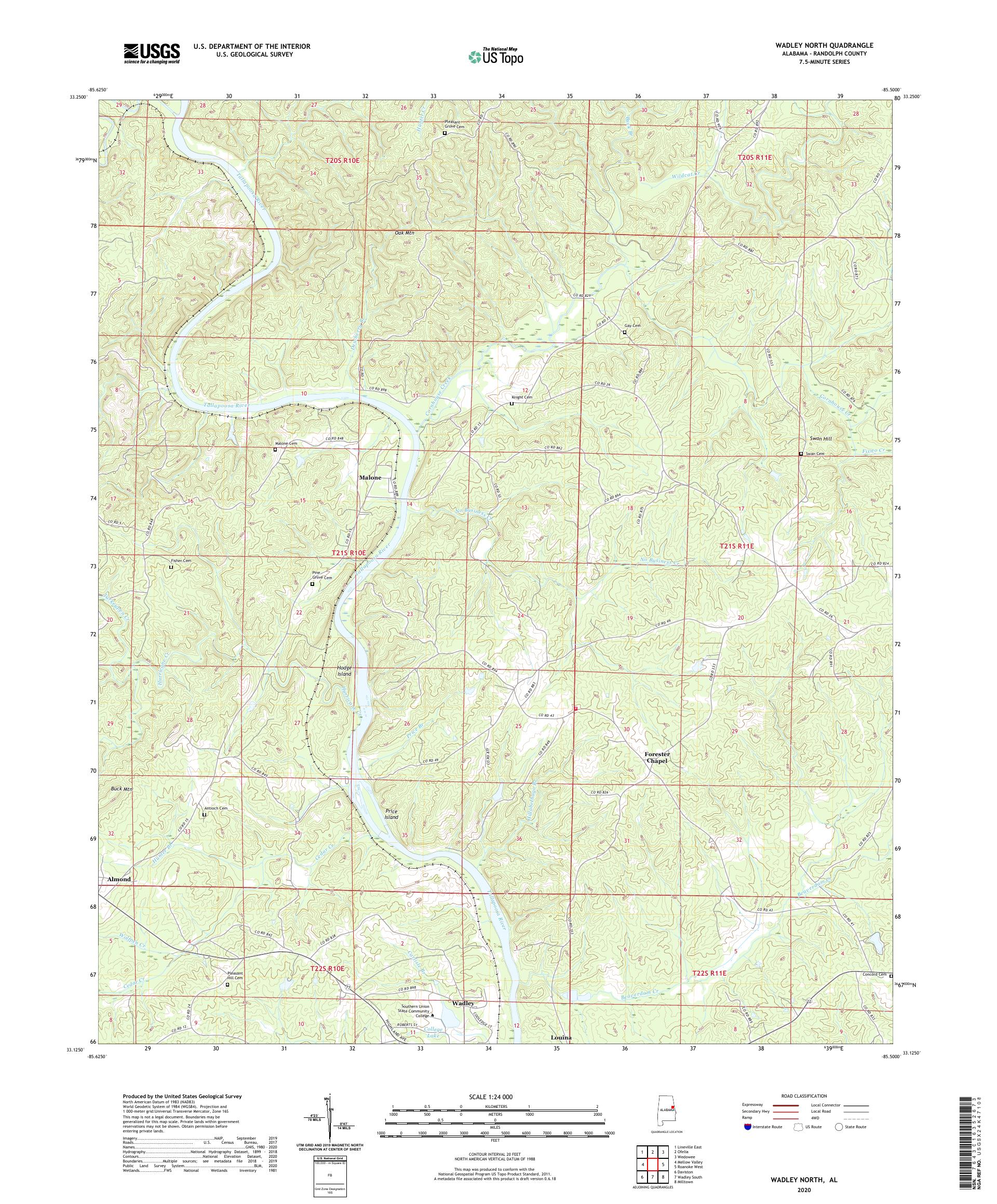 Wadley North Alabama US Topo Map – MyTopo Map Store