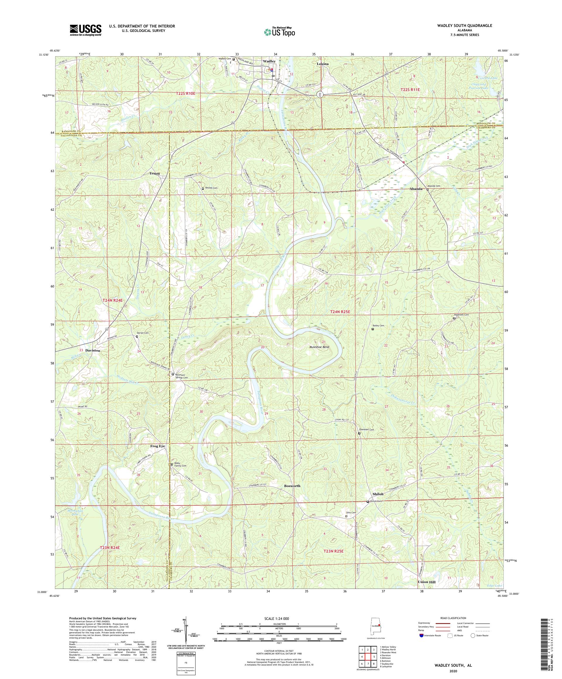 Wadley South Alabama US Topo Map – MyTopo Map Store