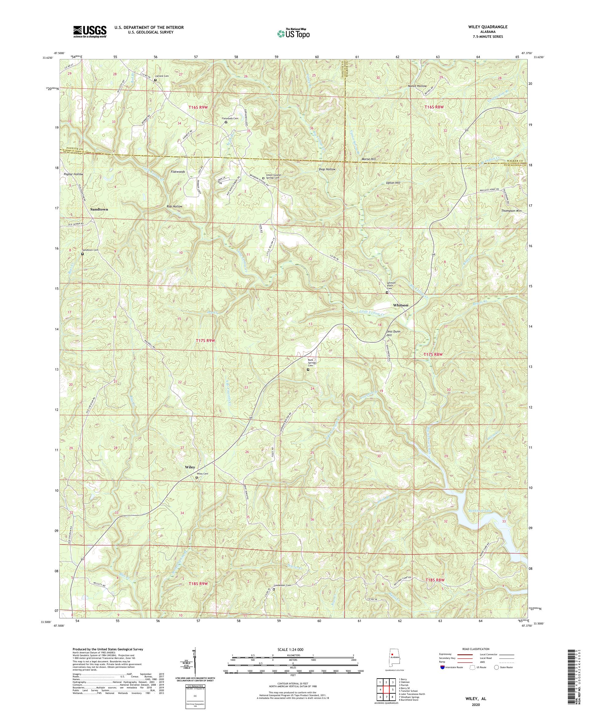 Wiley Alabama US Topo Map – MyTopo Map Store