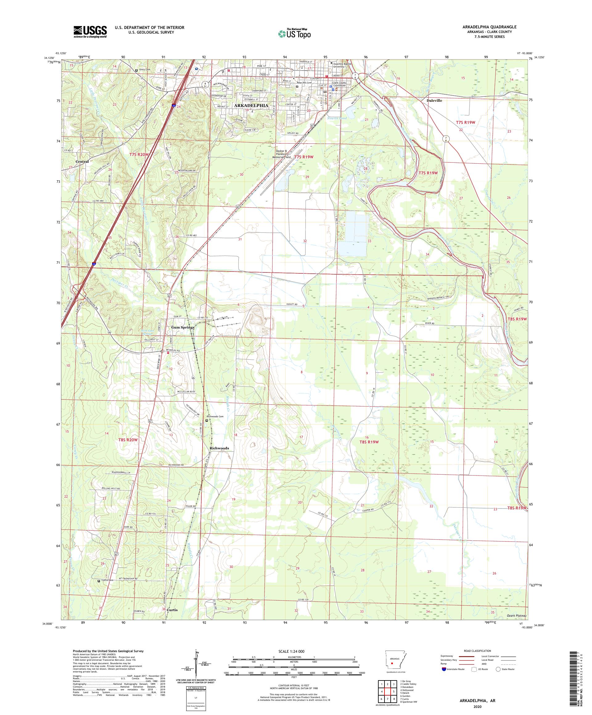 Arkadelphia Arkansas US Topo Map – MyTopo Map Store