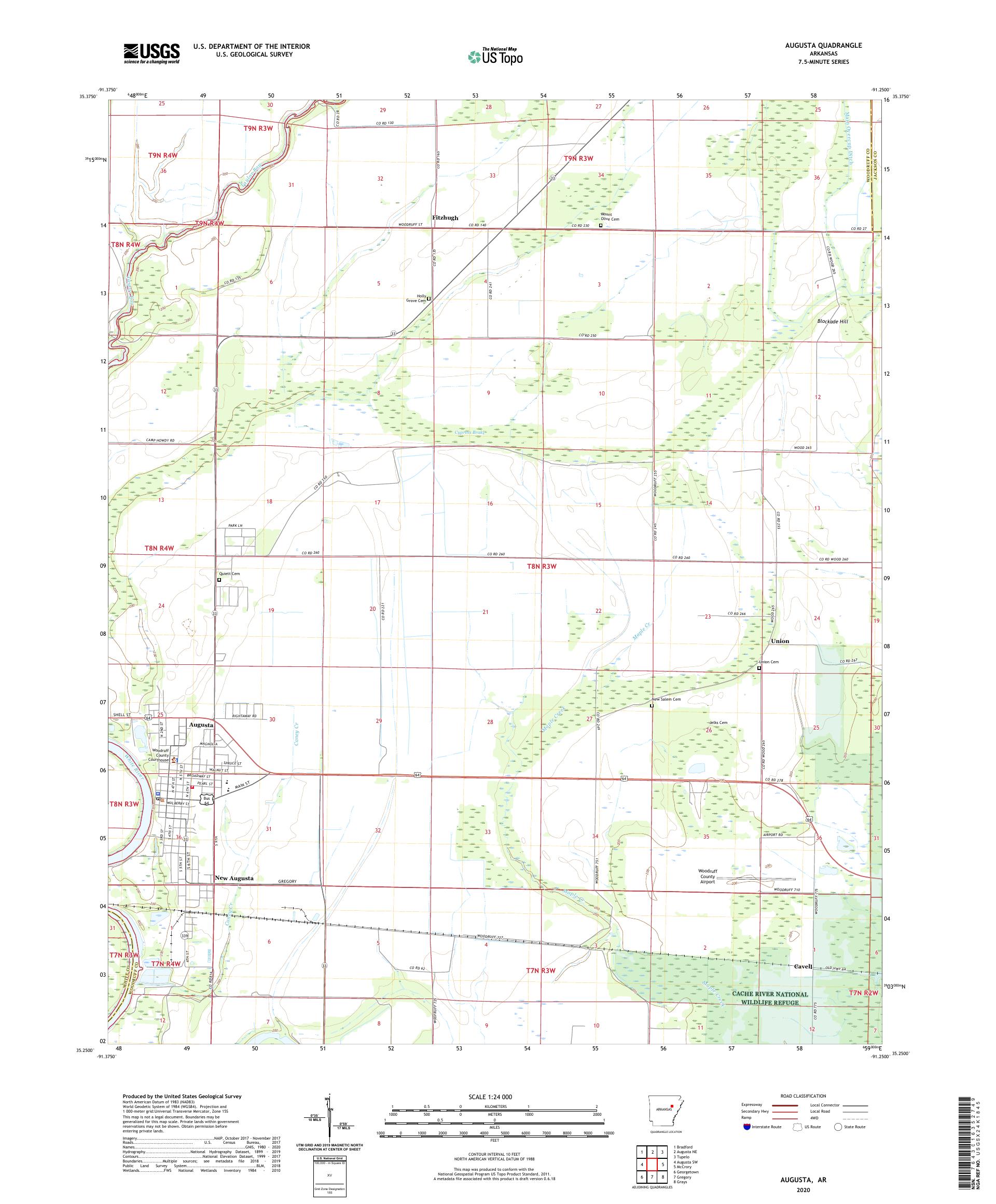 Augusta Arkansas US Topo Map – MyTopo Map Store