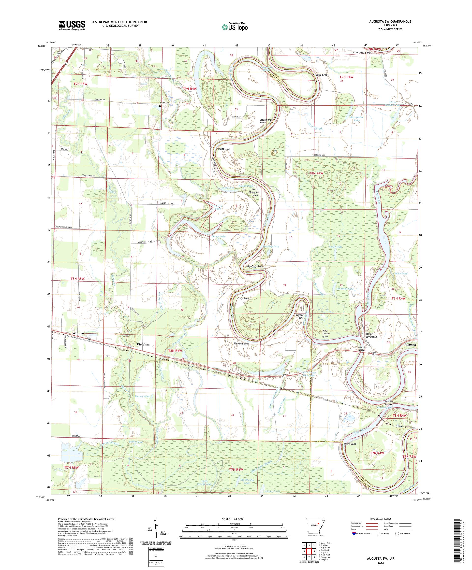 Augusta SW Arkansas US Topo Map – MyTopo Map Store