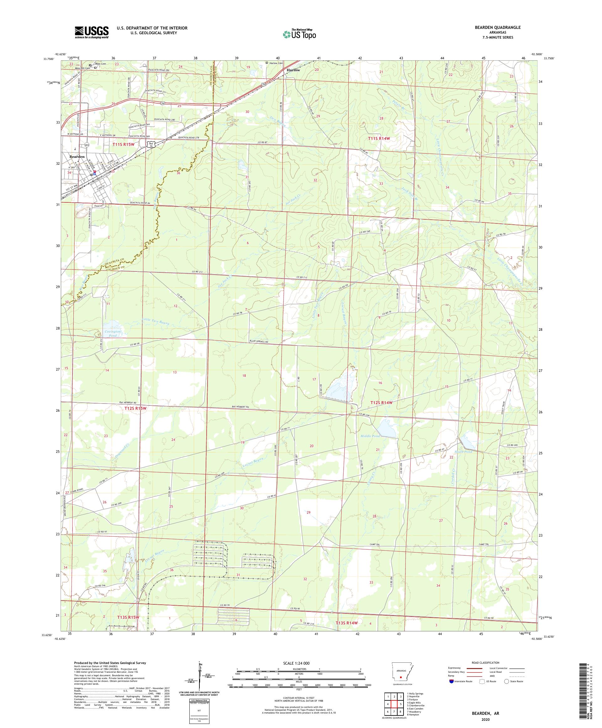 Bearden Arkansas US Topo Map – MyTopo Map Store