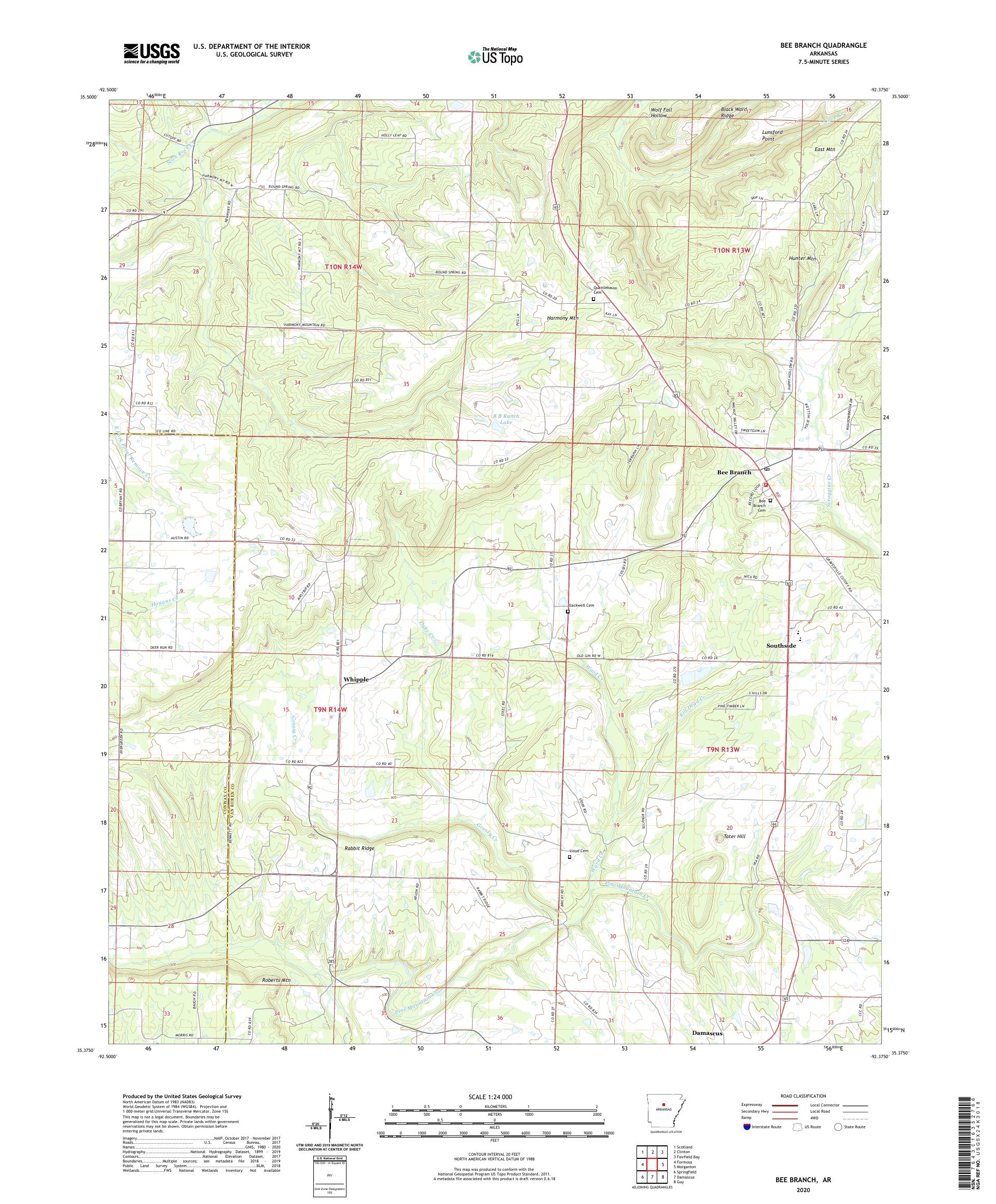 Bee Branch Arkansas US Topo Map – MyTopo Map Store