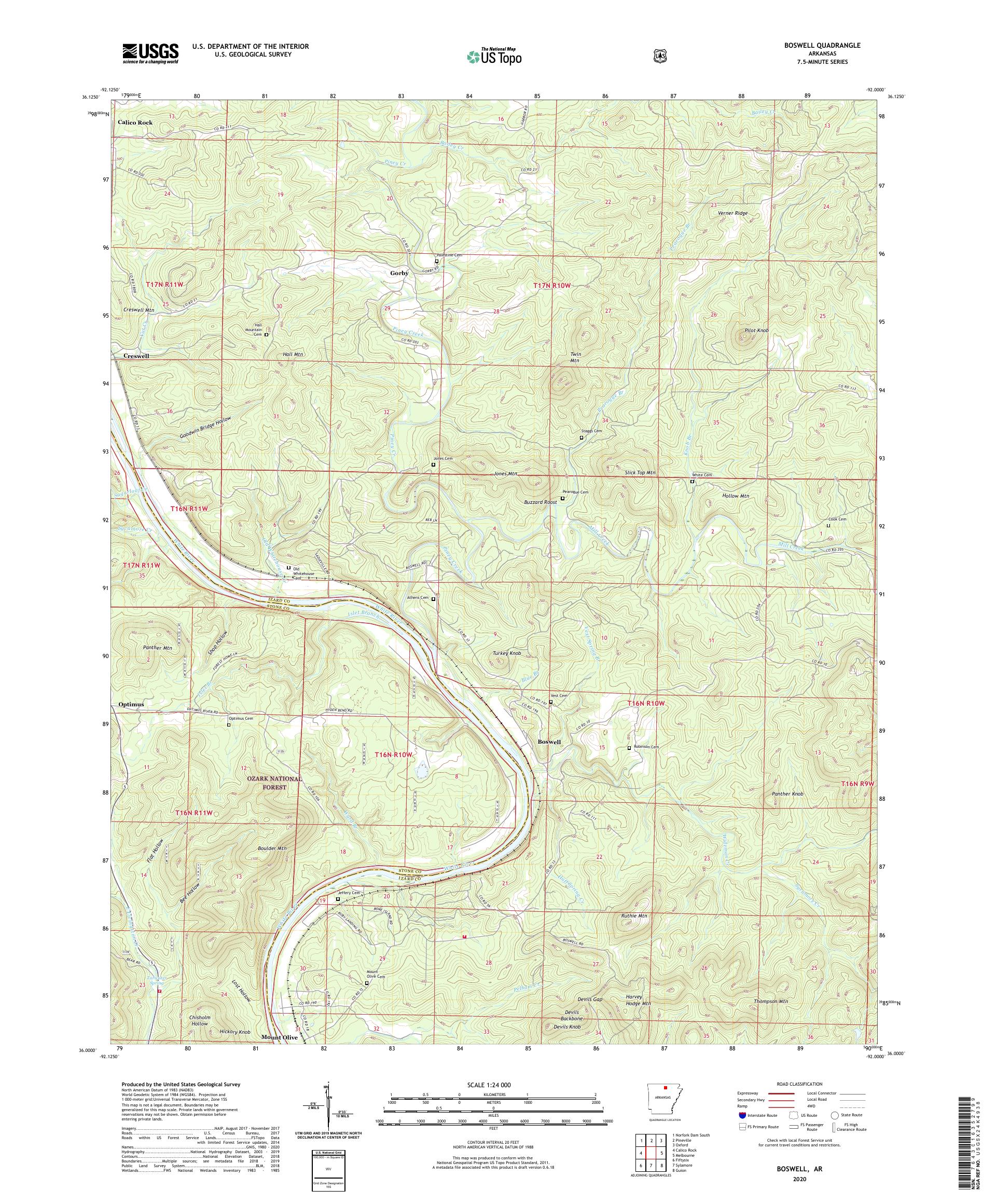 Boswell Arkansas US Topo Map – MyTopo Map Store