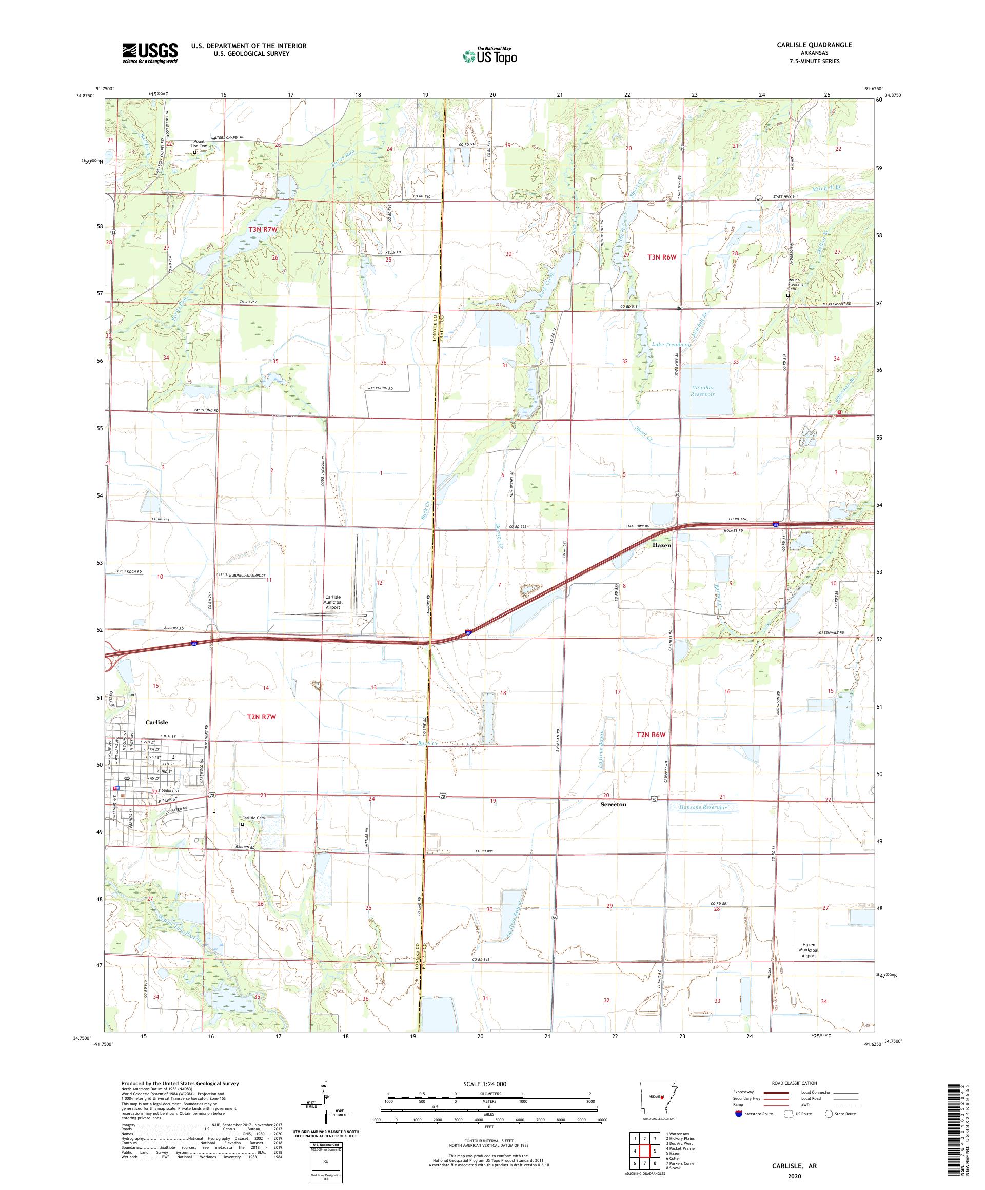 Carlisle Arkansas US Topo Map – MyTopo Map Store