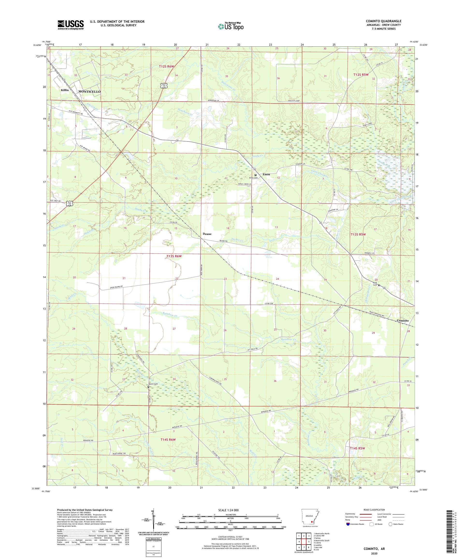 Cominto Arkansas US Topo Map – MyTopo Map Store