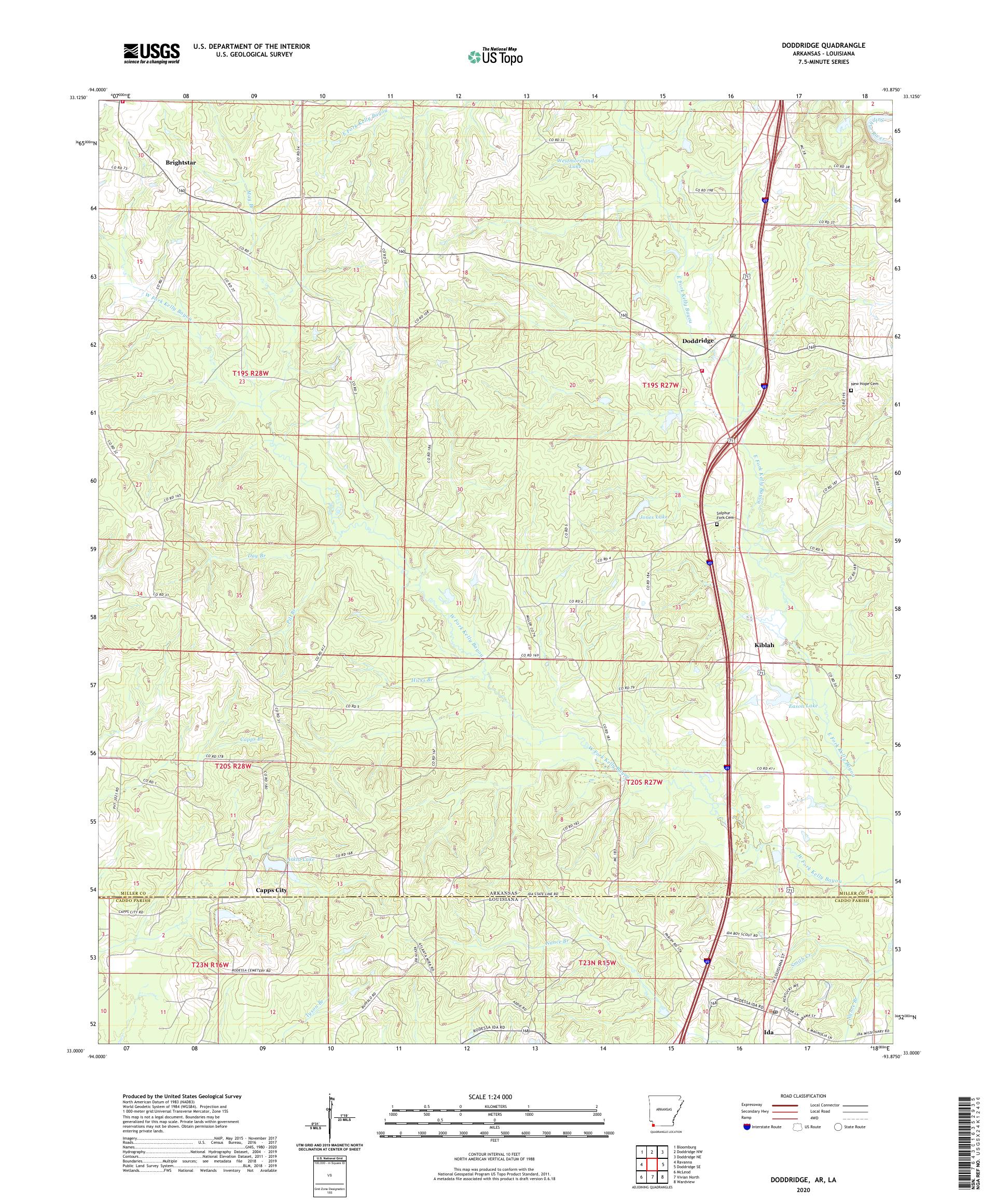 Doddridge Arkansas US Topo Map – MyTopo Map Store
