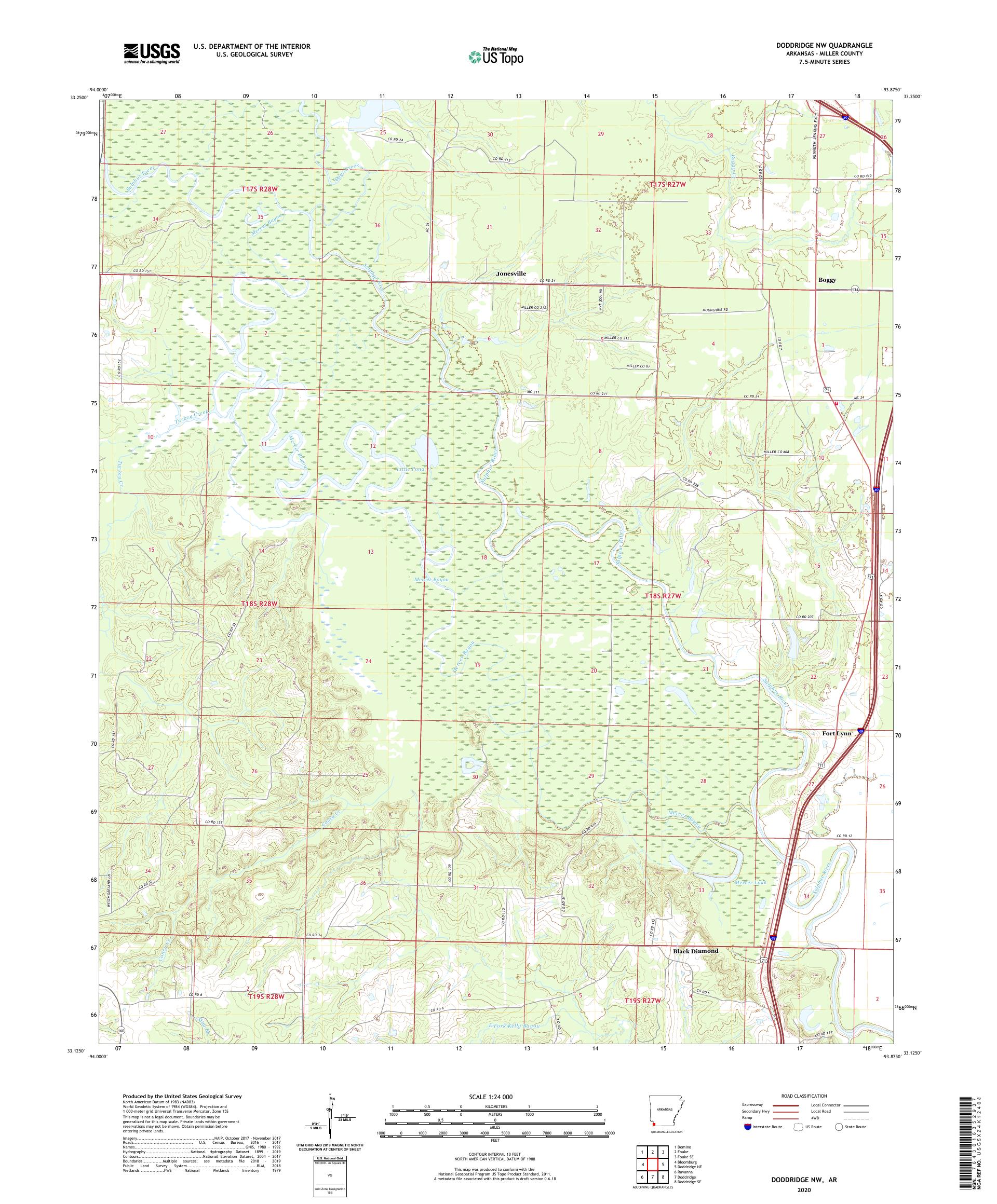 Doddridge NW Arkansas US Topo Map – MyTopo Map Store