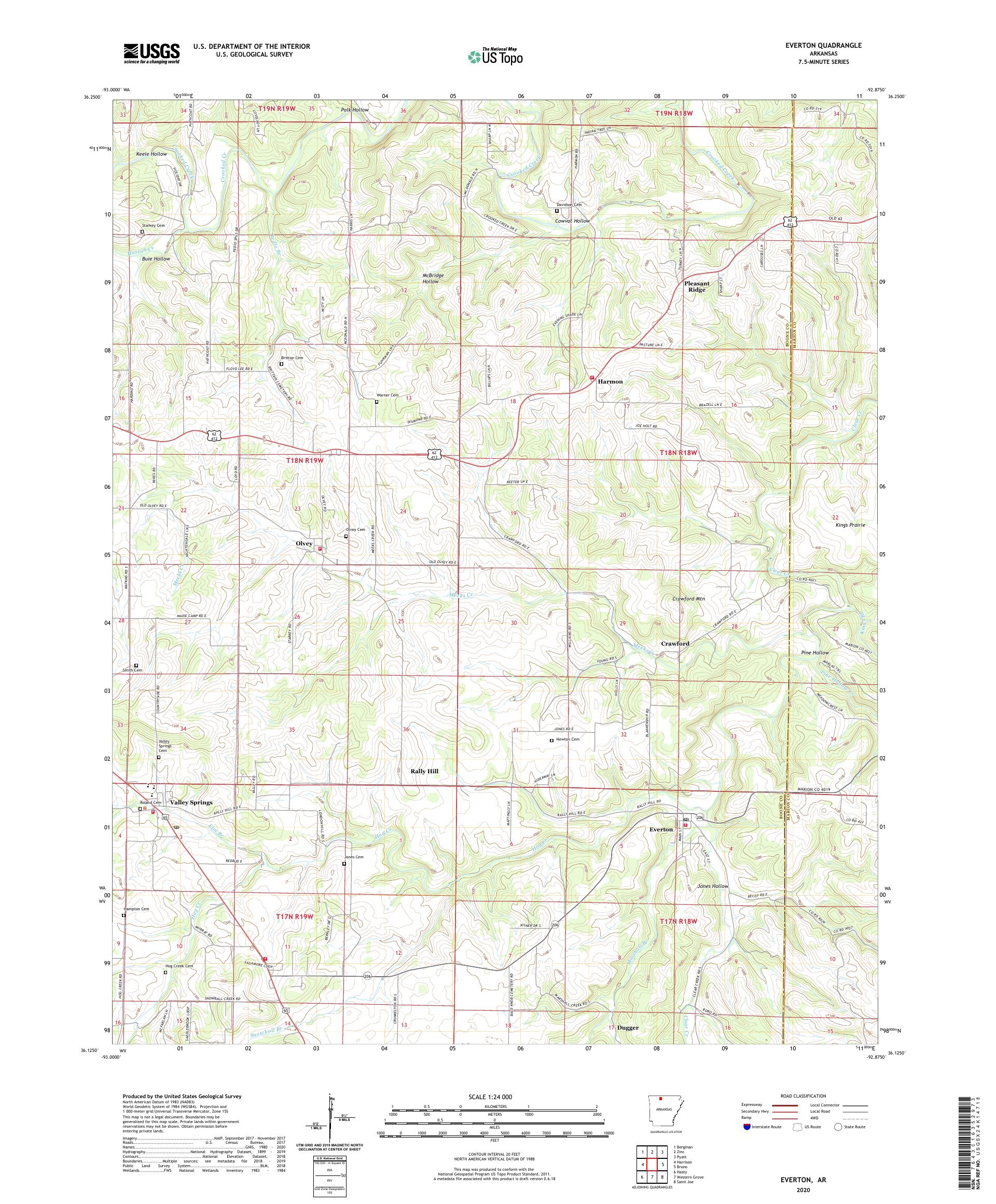 Everton Arkansas US Topo Map – MyTopo Map Store