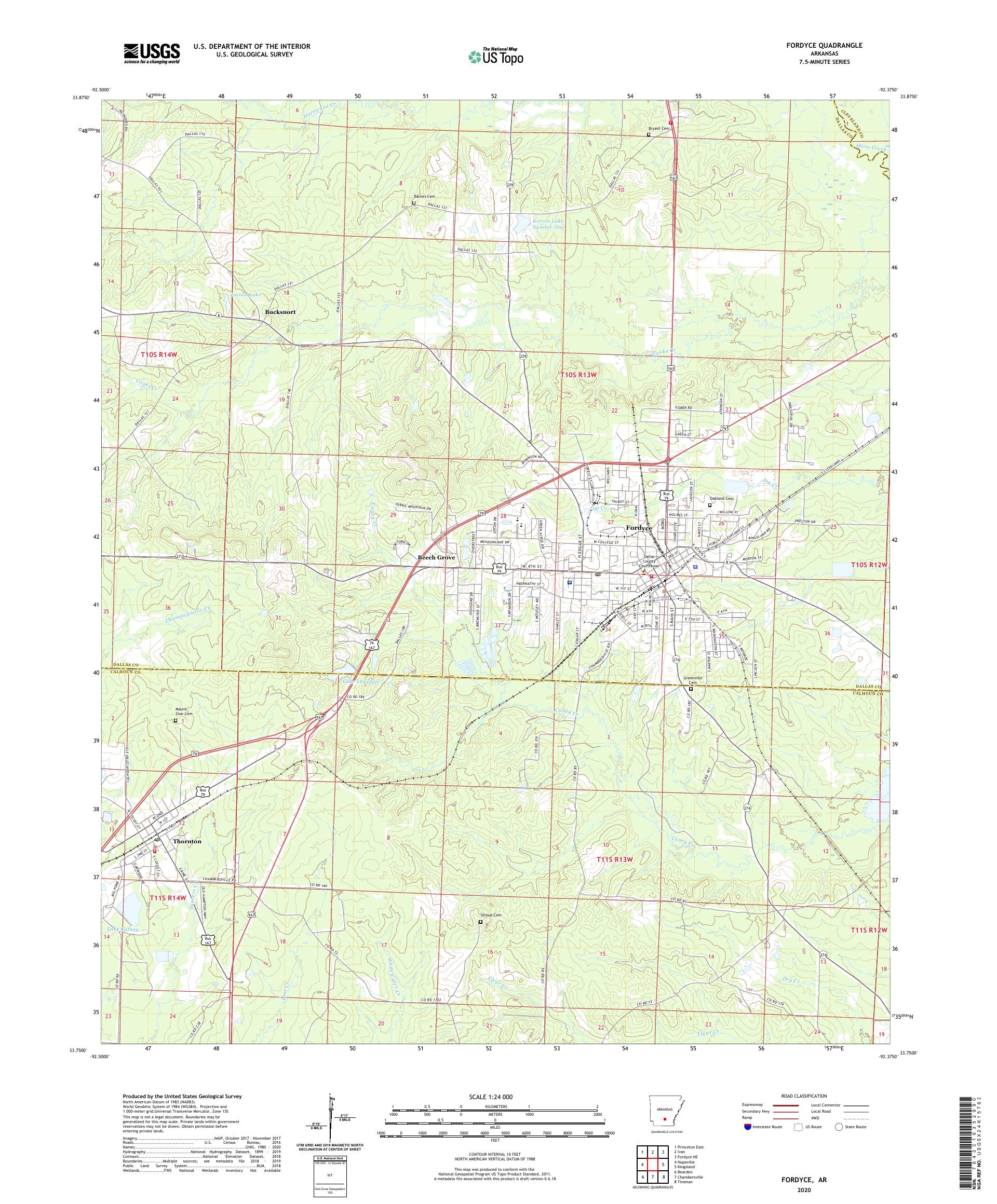 Fordyce Arkansas US Topo Map – MyTopo Map Store