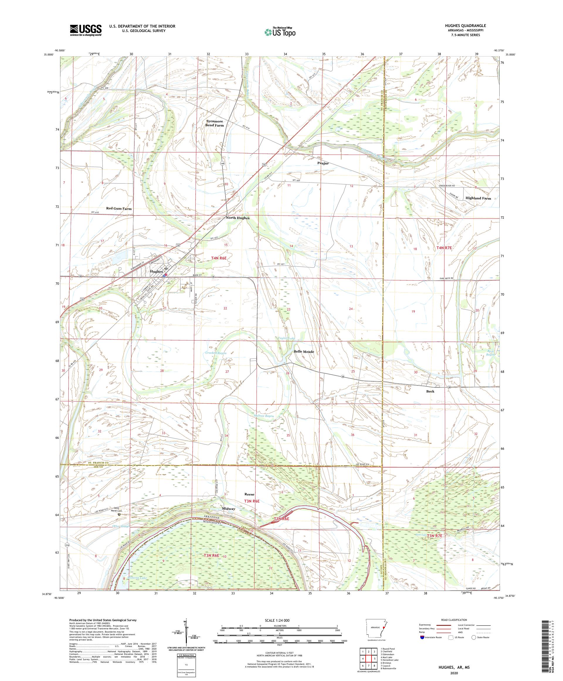 Hughes Arkansas US Topo Map – MyTopo Map Store
