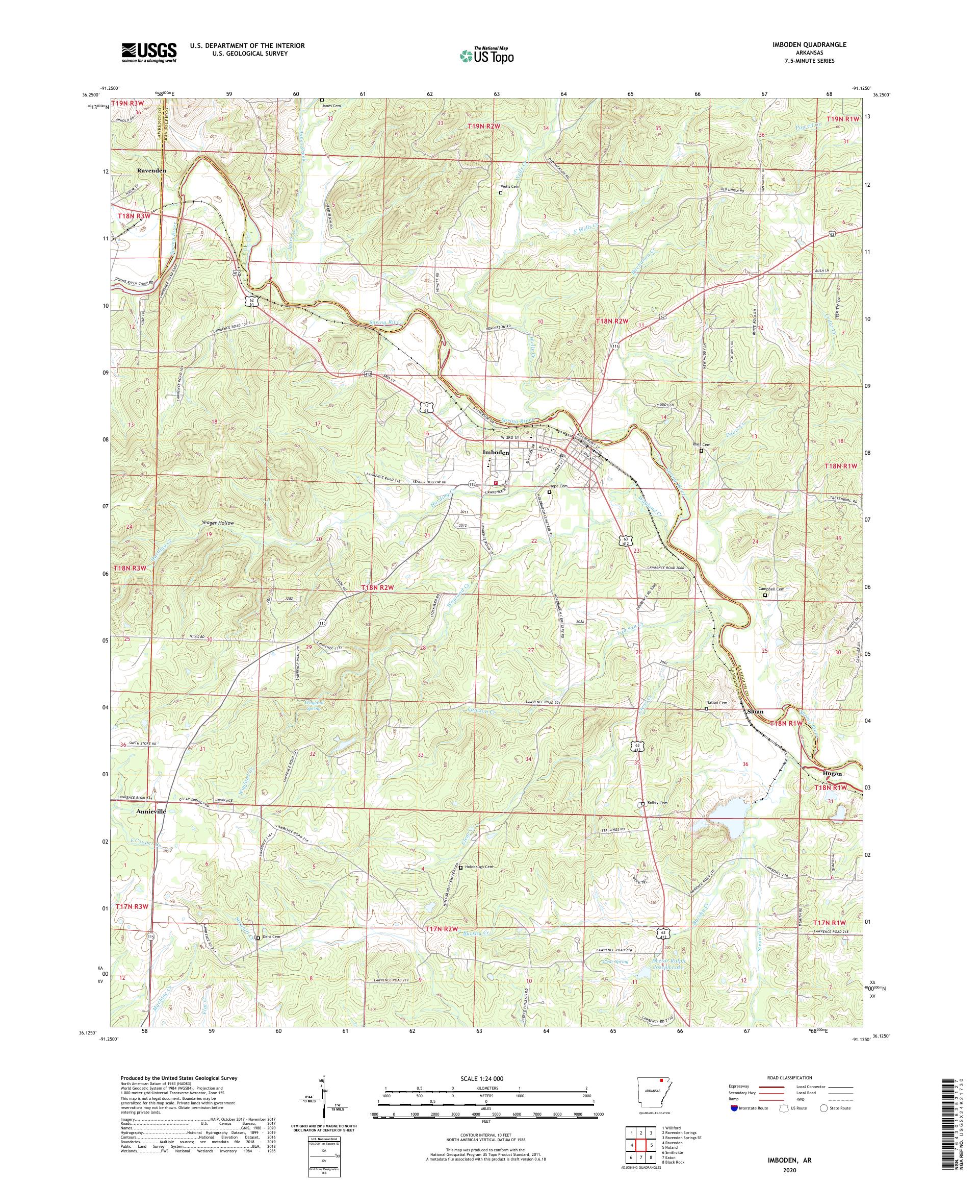 Imboden Arkansas US Topo Map – MyTopo Map Store