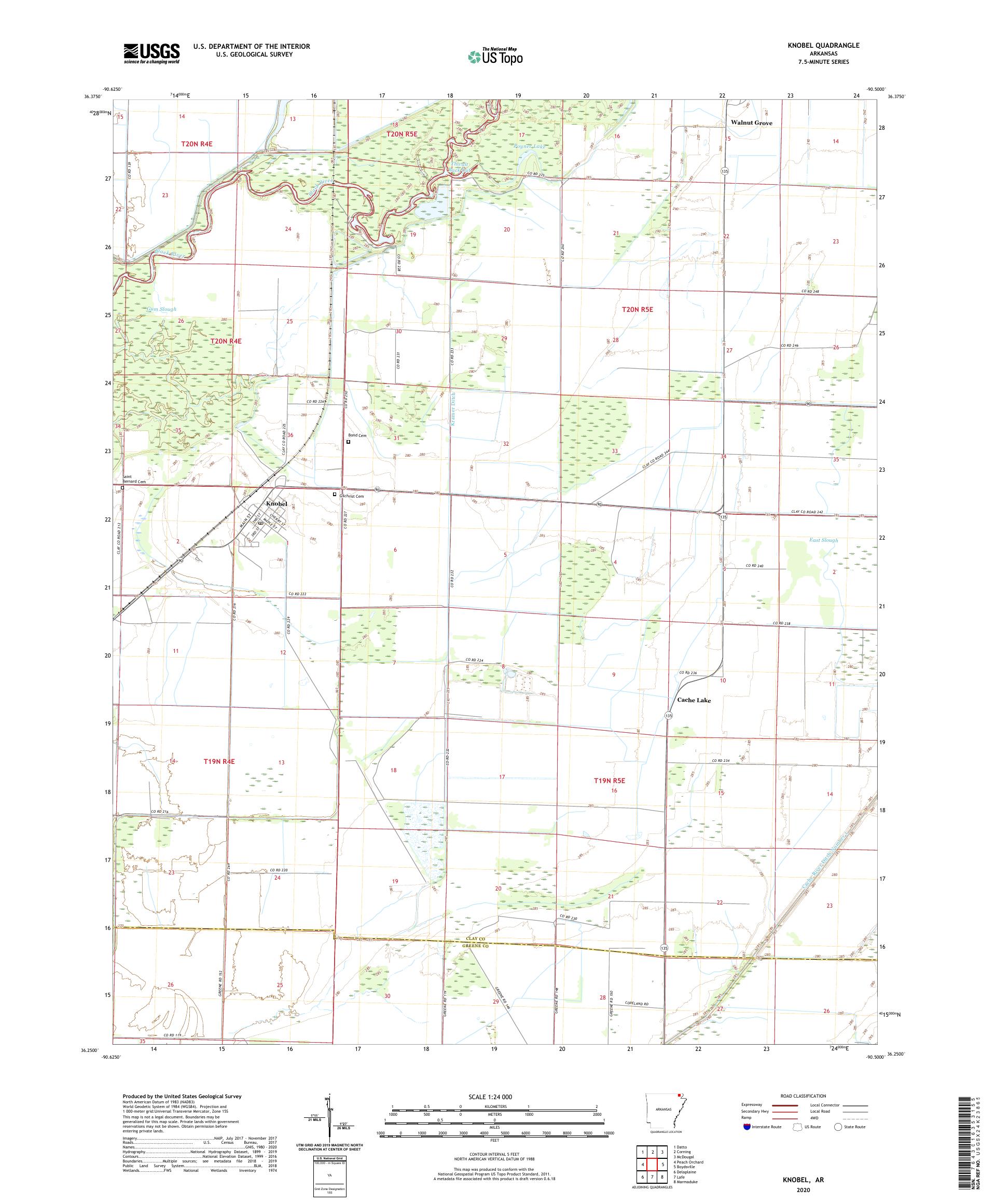 Knobel Arkansas US Topo Map – MyTopo Map Store