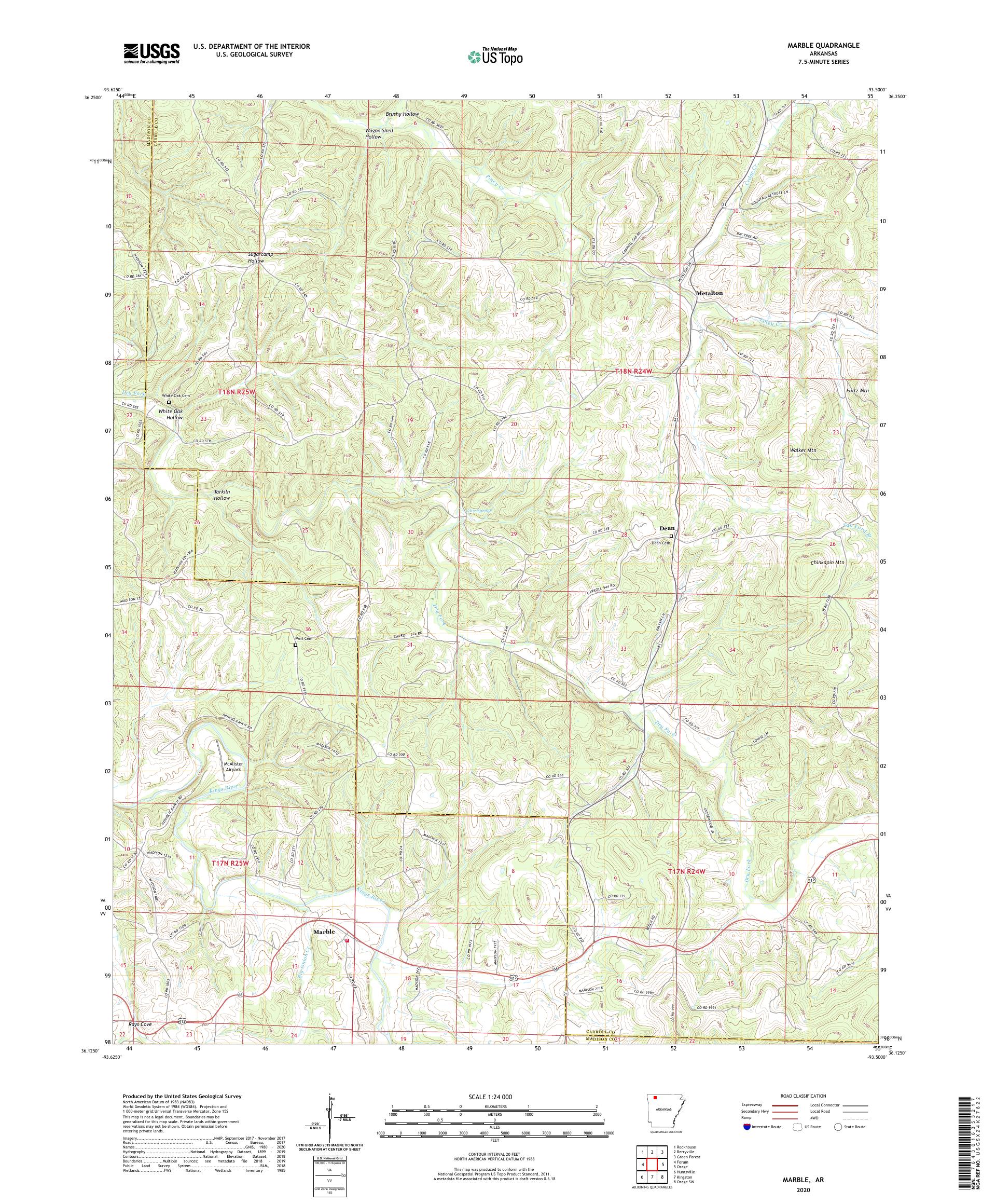 Marble Arkansas US Topo Map – MyTopo Map Store