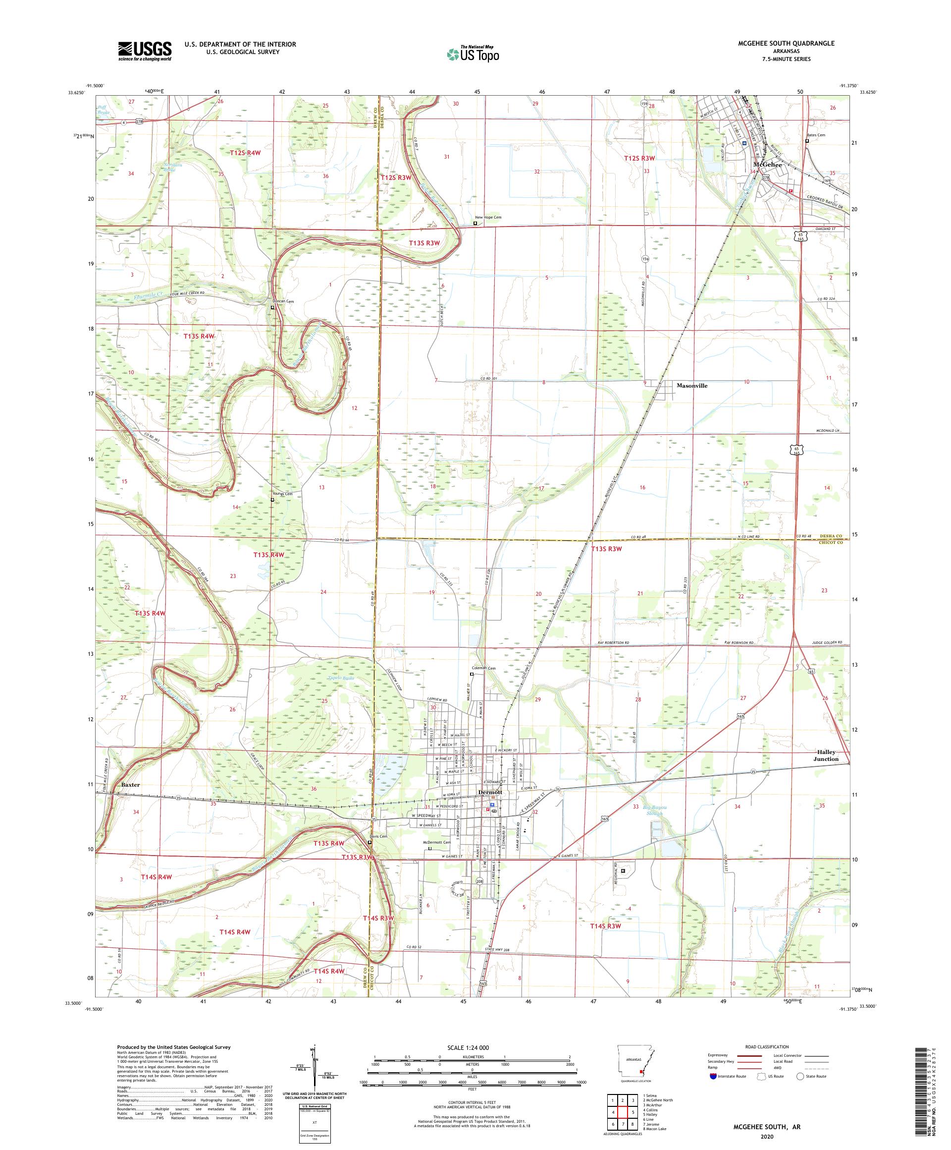 McGehee South Arkansas US Topo Map – MyTopo Map Store