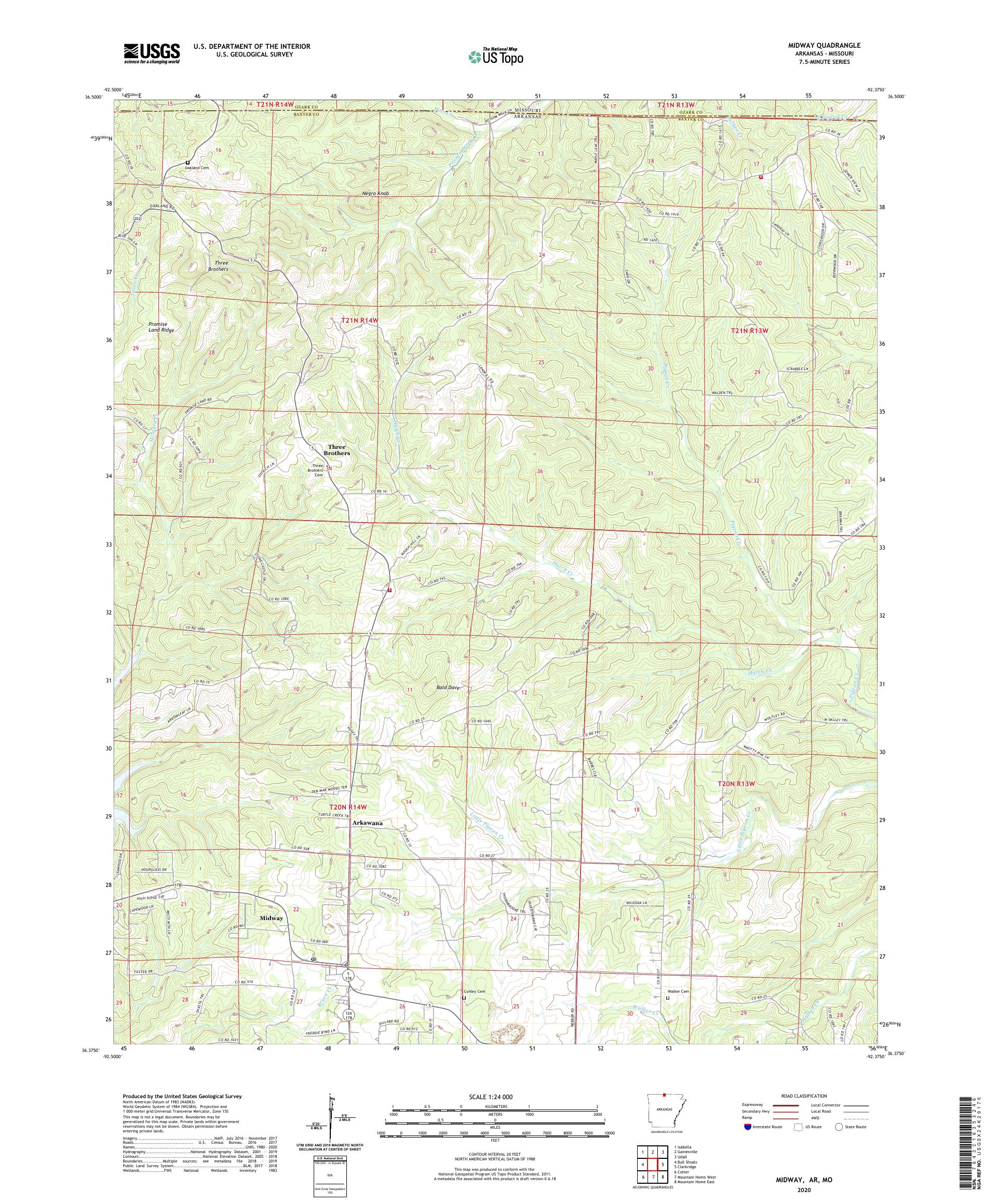 Midway Arkansas US Topo Map – MyTopo Map Store