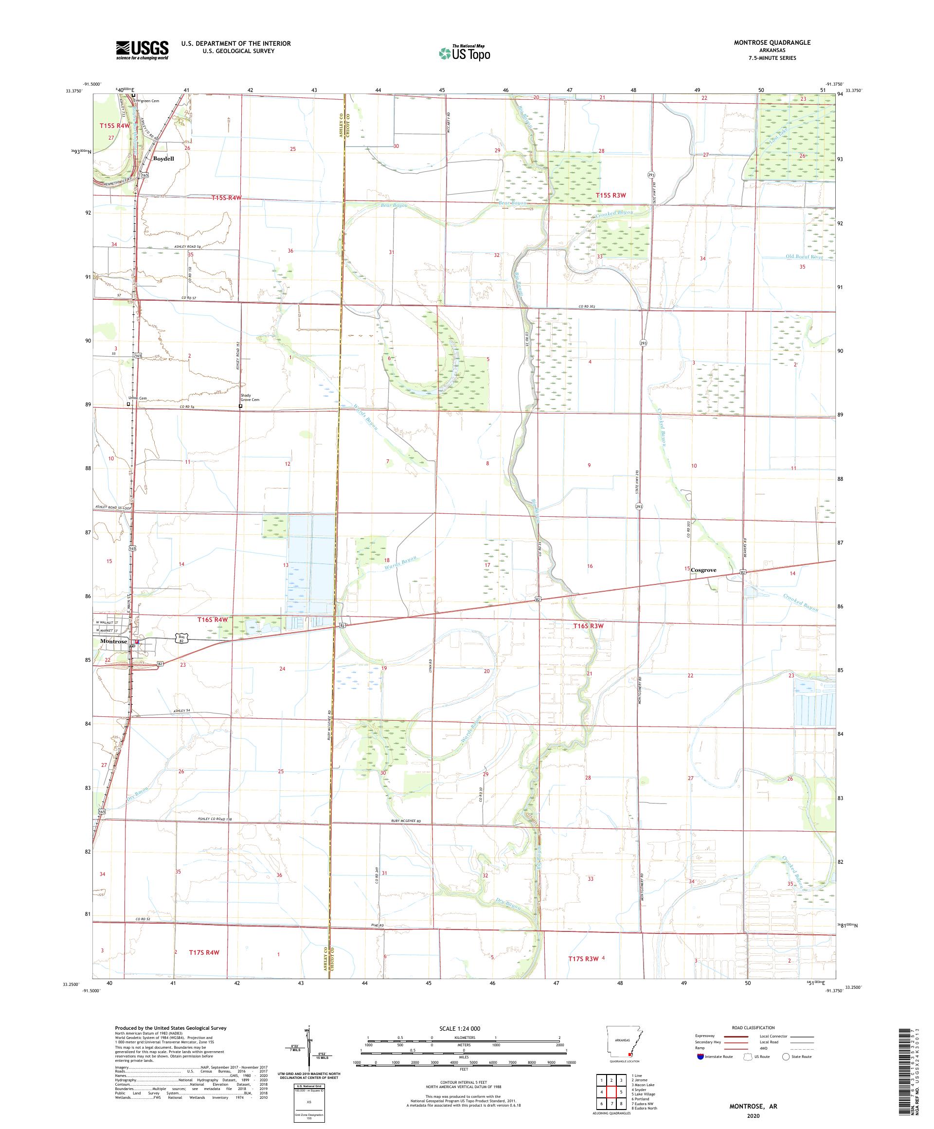 Montrose Arkansas US Topo Map – MyTopo Map Store