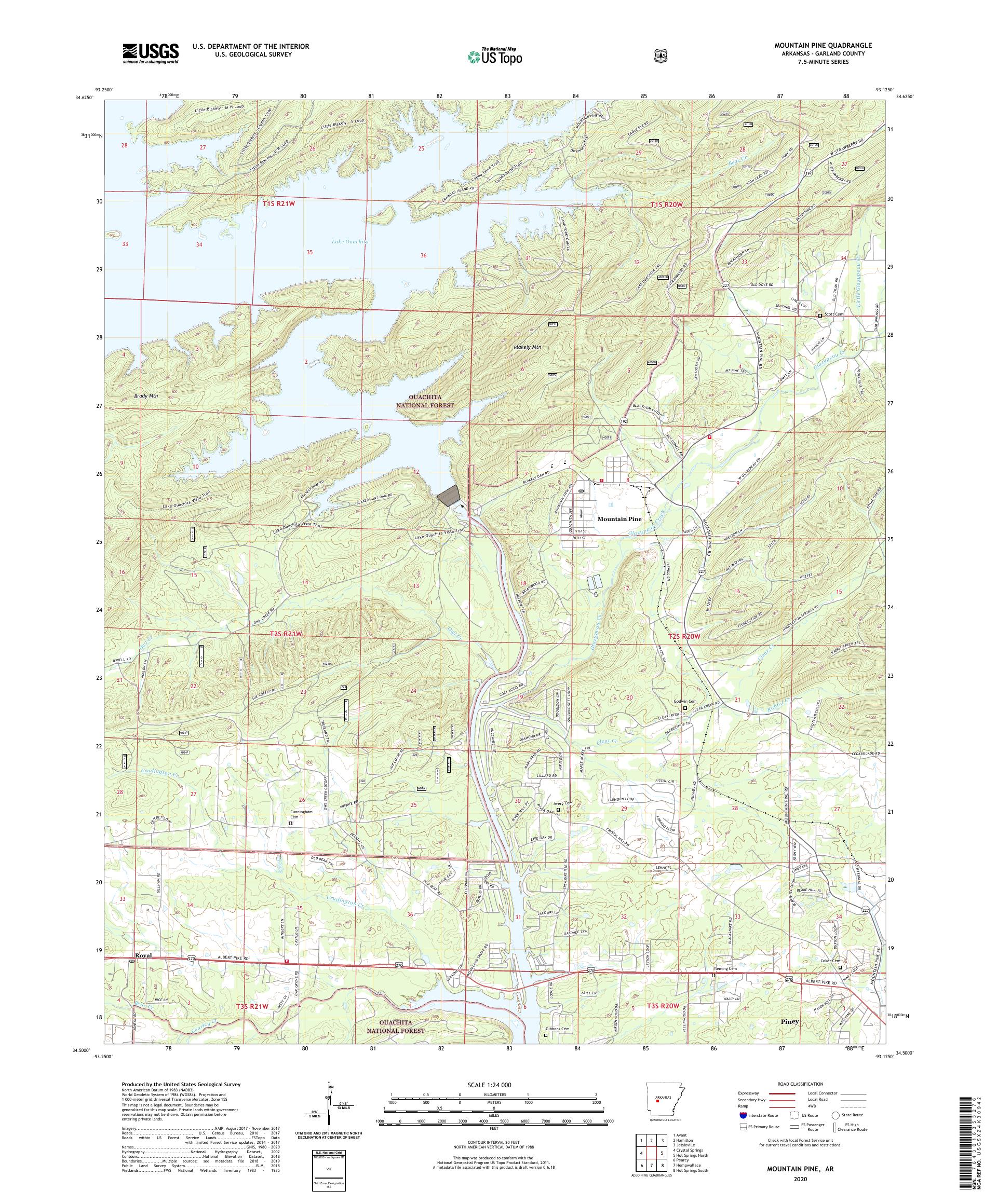 Mountain Pine Arkansas US Topo Map – MyTopo Map Store