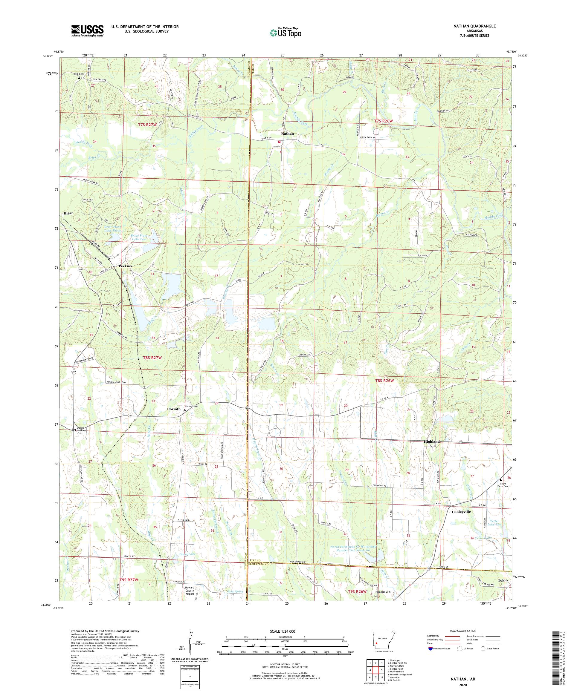 Nathan Arkansas US Topo Map – MyTopo Map Store