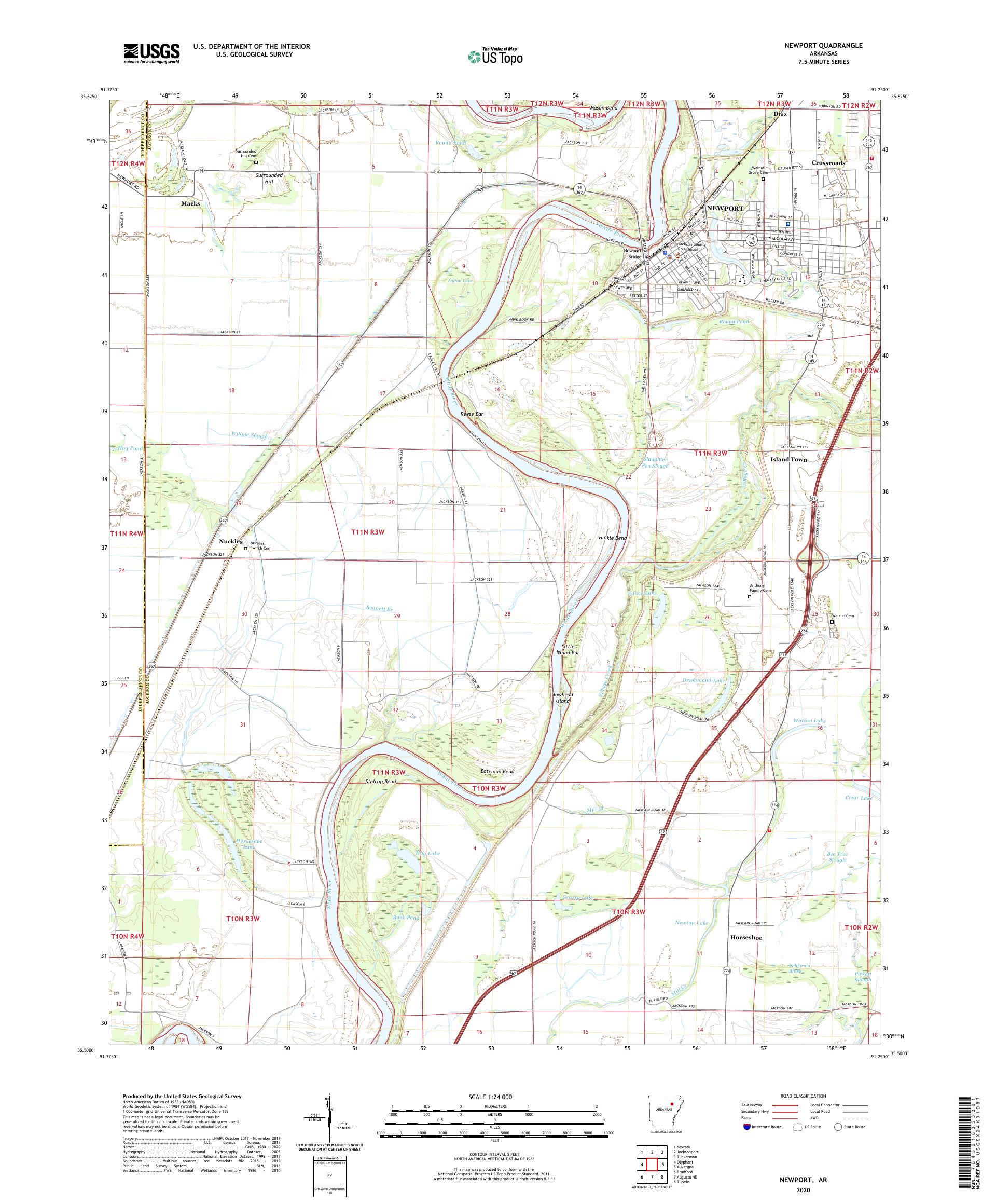 Newport Arkansas US Topo Map – MyTopo Map Store