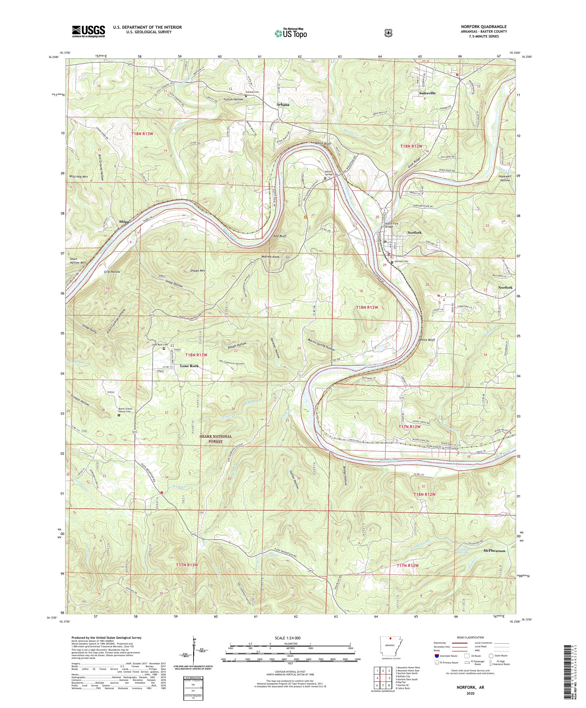 Norfork Arkansas US Topo Map – MyTopo Map Store
