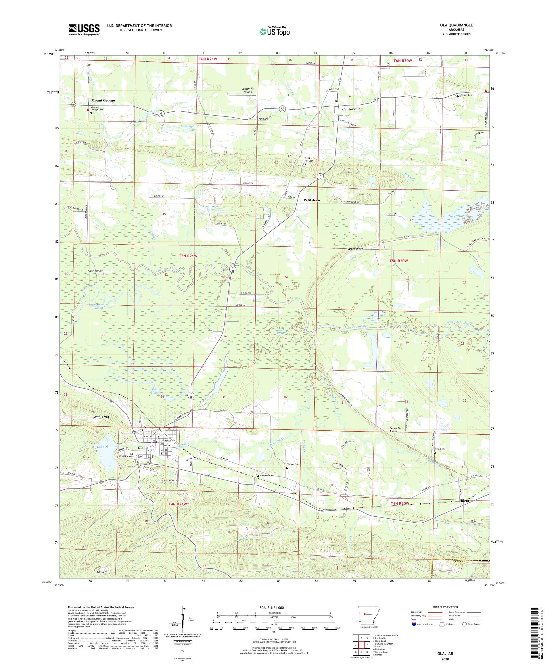 Ola Arkansas US Topo Map – MyTopo Map Store