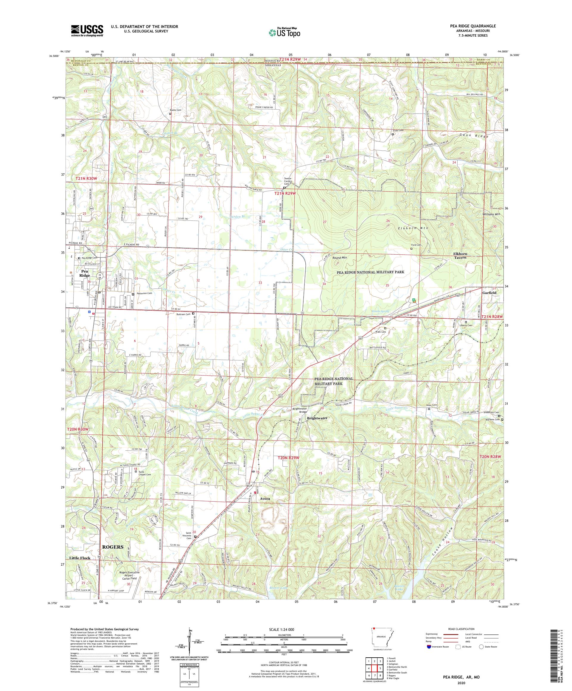 Pea Ridge Arkansas US Topo Map – MyTopo Map Store