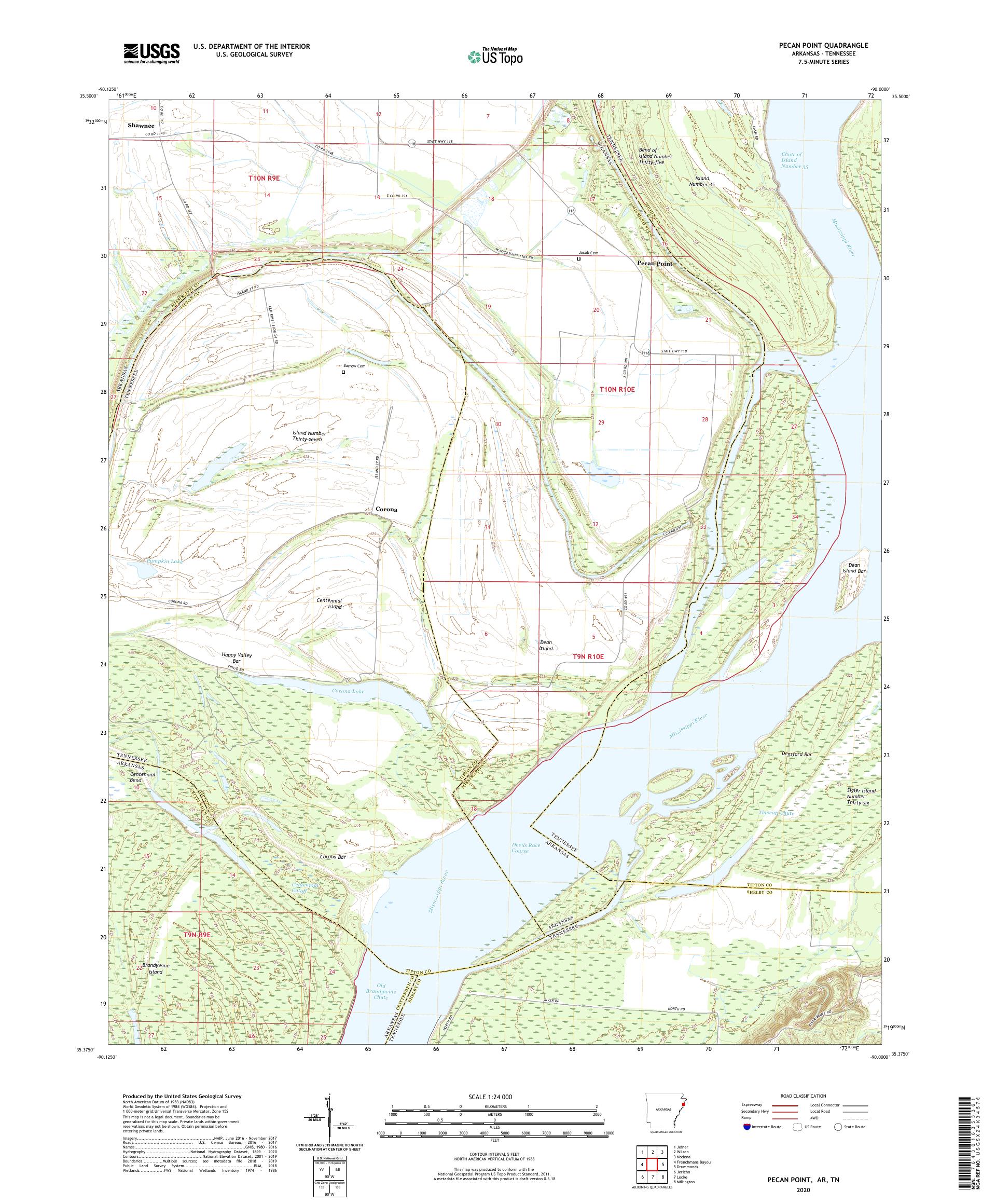 Pecan Point Arkansas US Topo Map – MyTopo Map Store