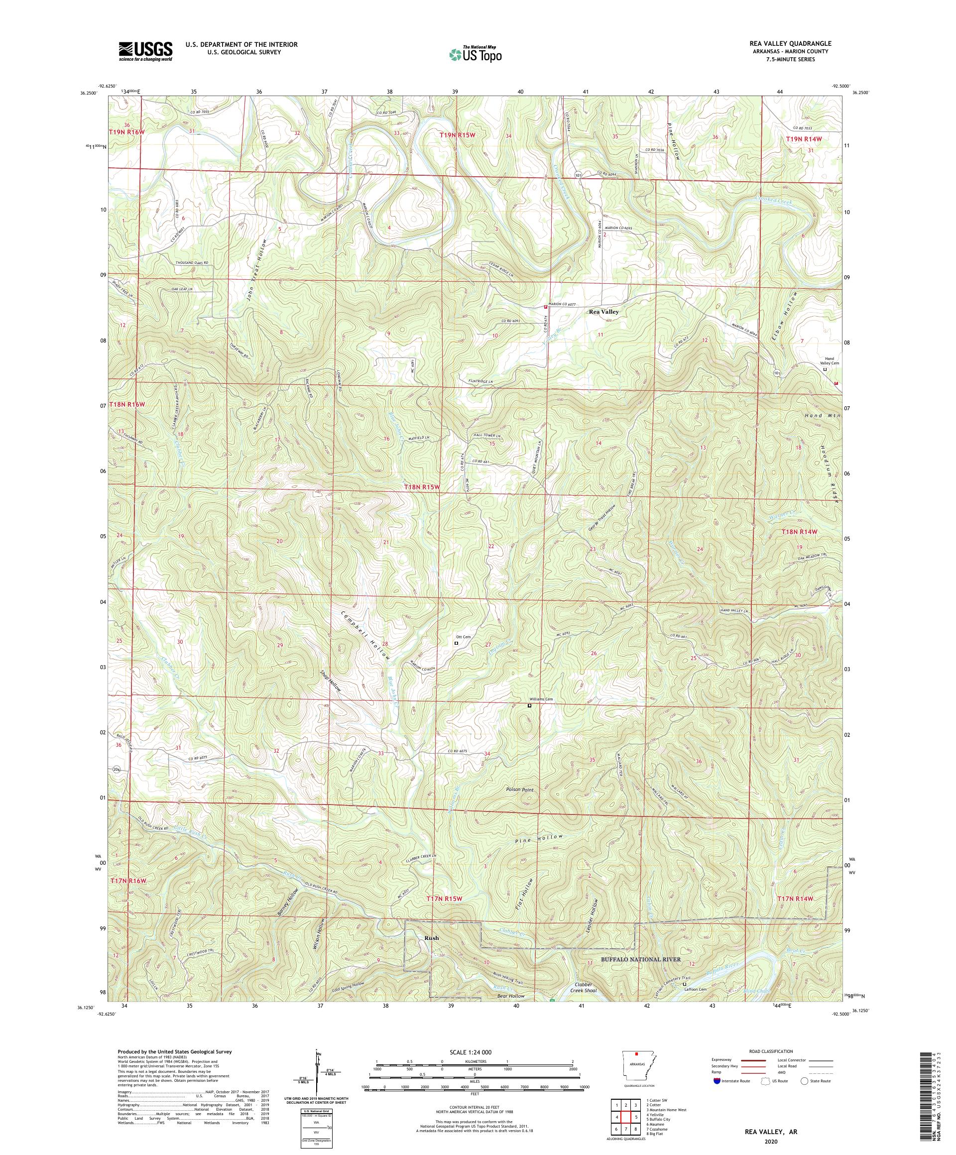Rea Valley Arkansas US Topo Map – MyTopo Map Store