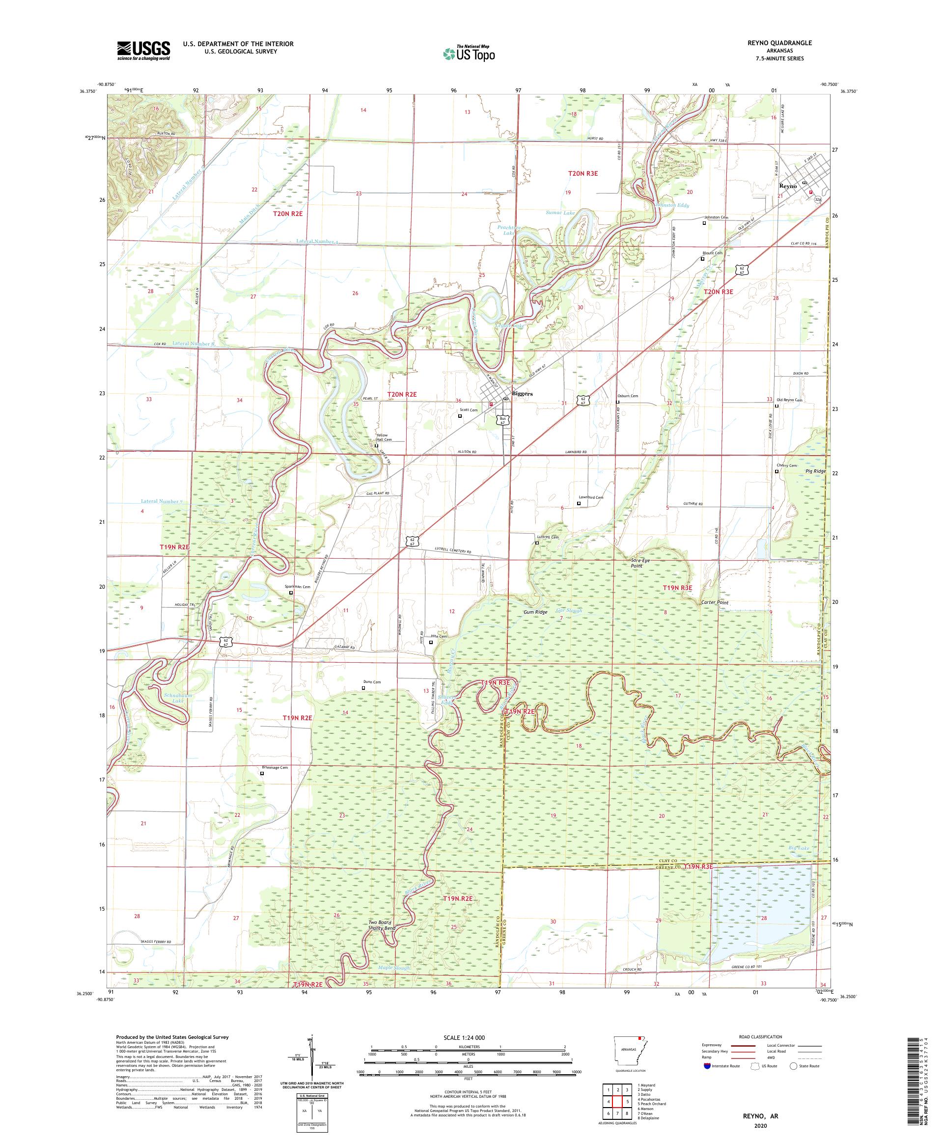Reyno Arkansas US Topo Map – MyTopo Map Store