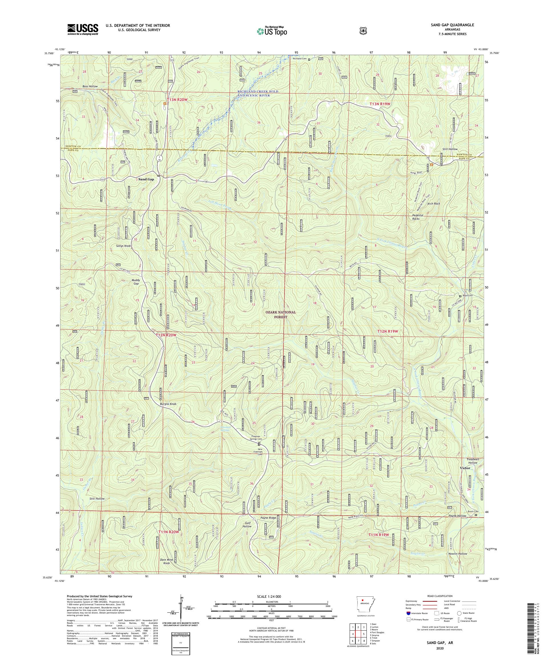Sand Gap Arkansas US Topo Map – MyTopo Map Store