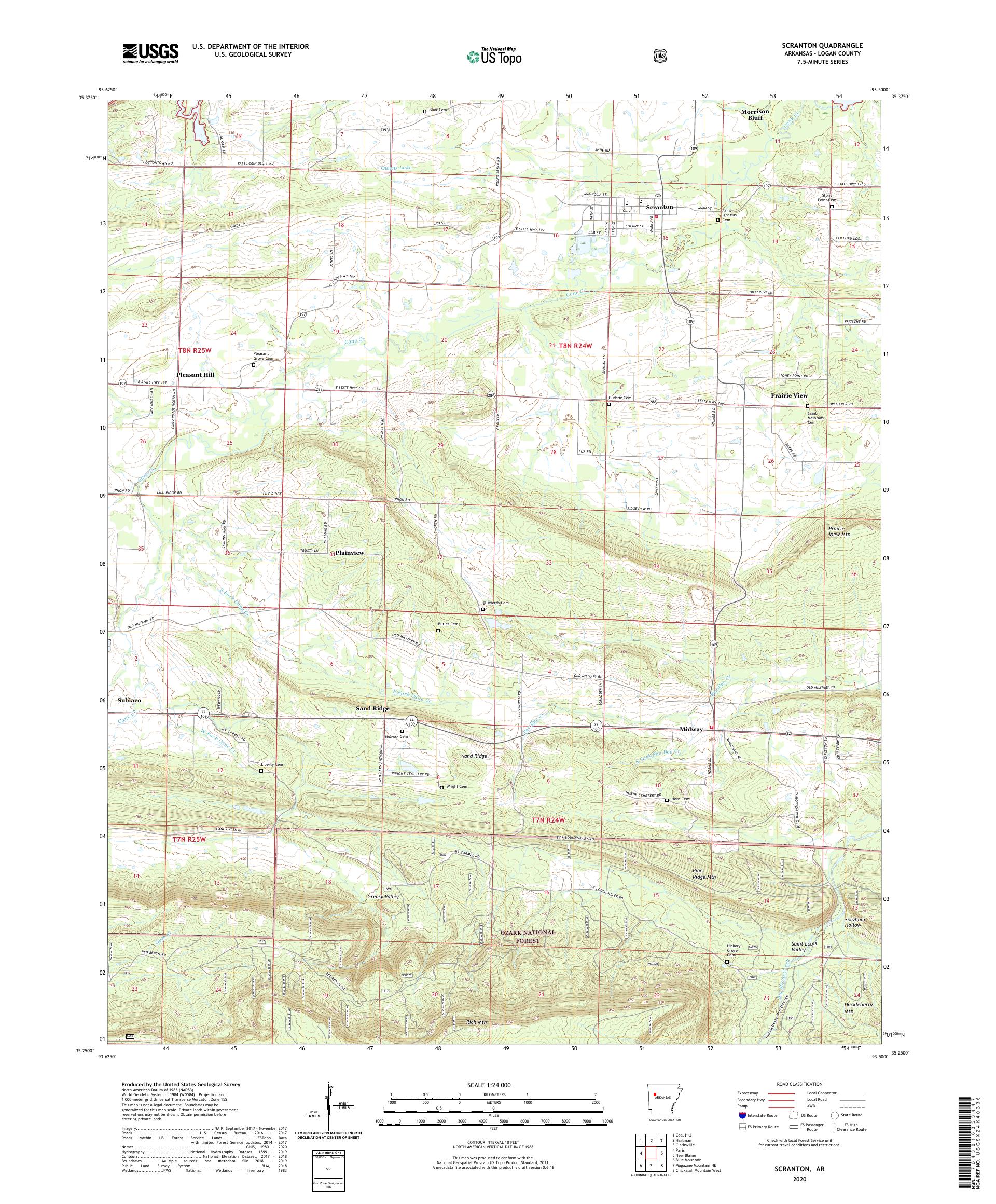 Scranton Arkansas US Topo Map – MyTopo Map Store