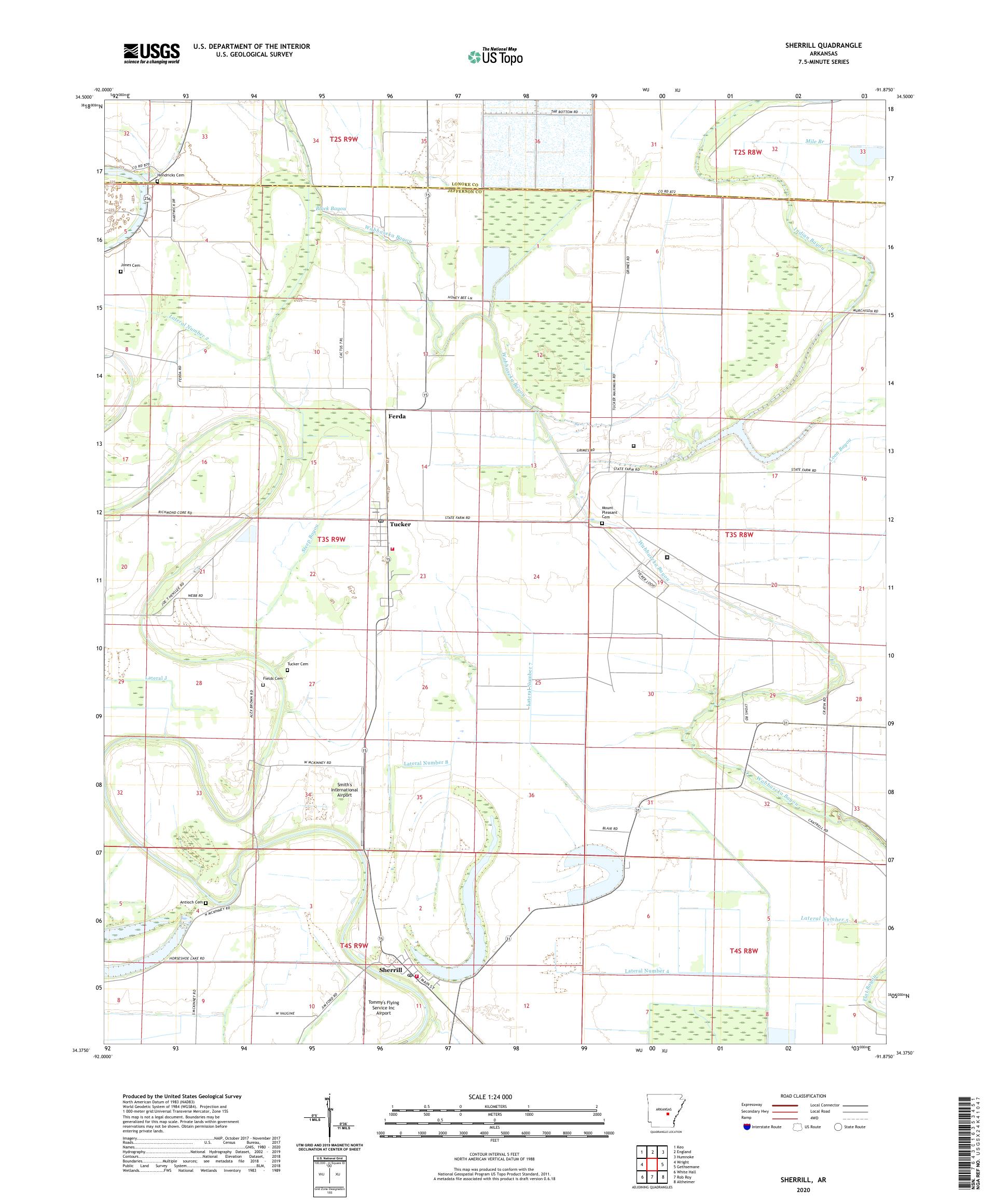 Sherrill Arkansas US Topo Map – MyTopo Map Store