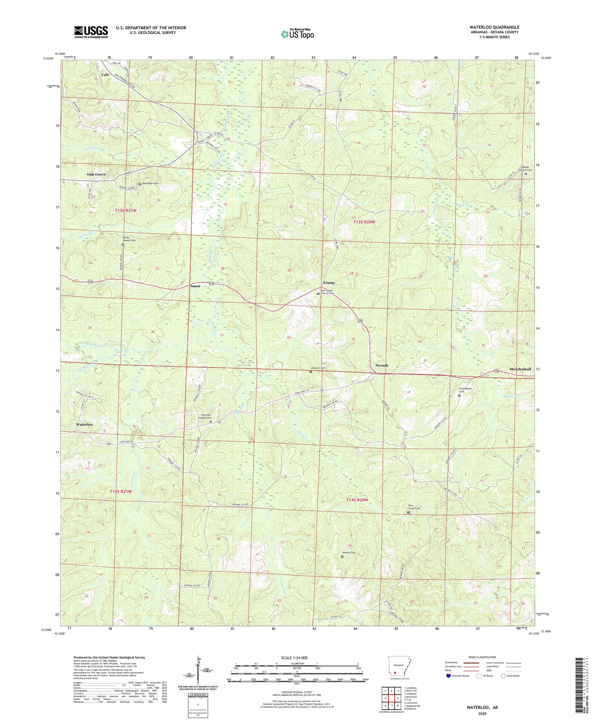 Waterloo Arkansas US Topo Map – MyTopo Map Store