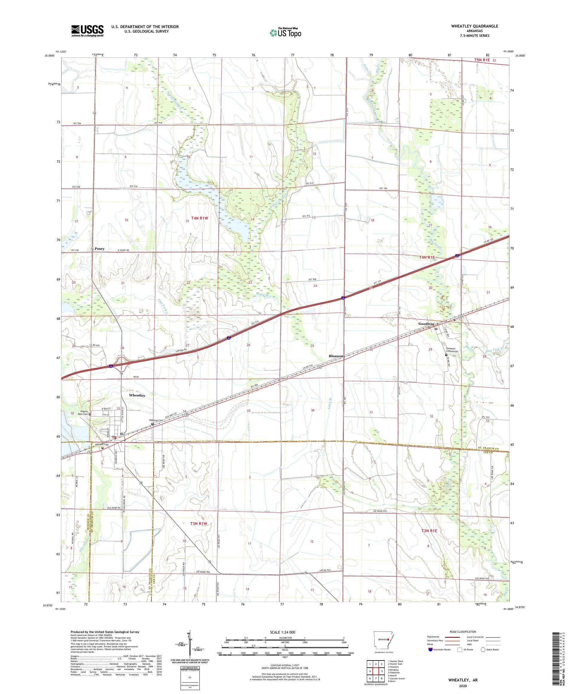 Wheatley Arkansas US Topo Map – MyTopo Map Store