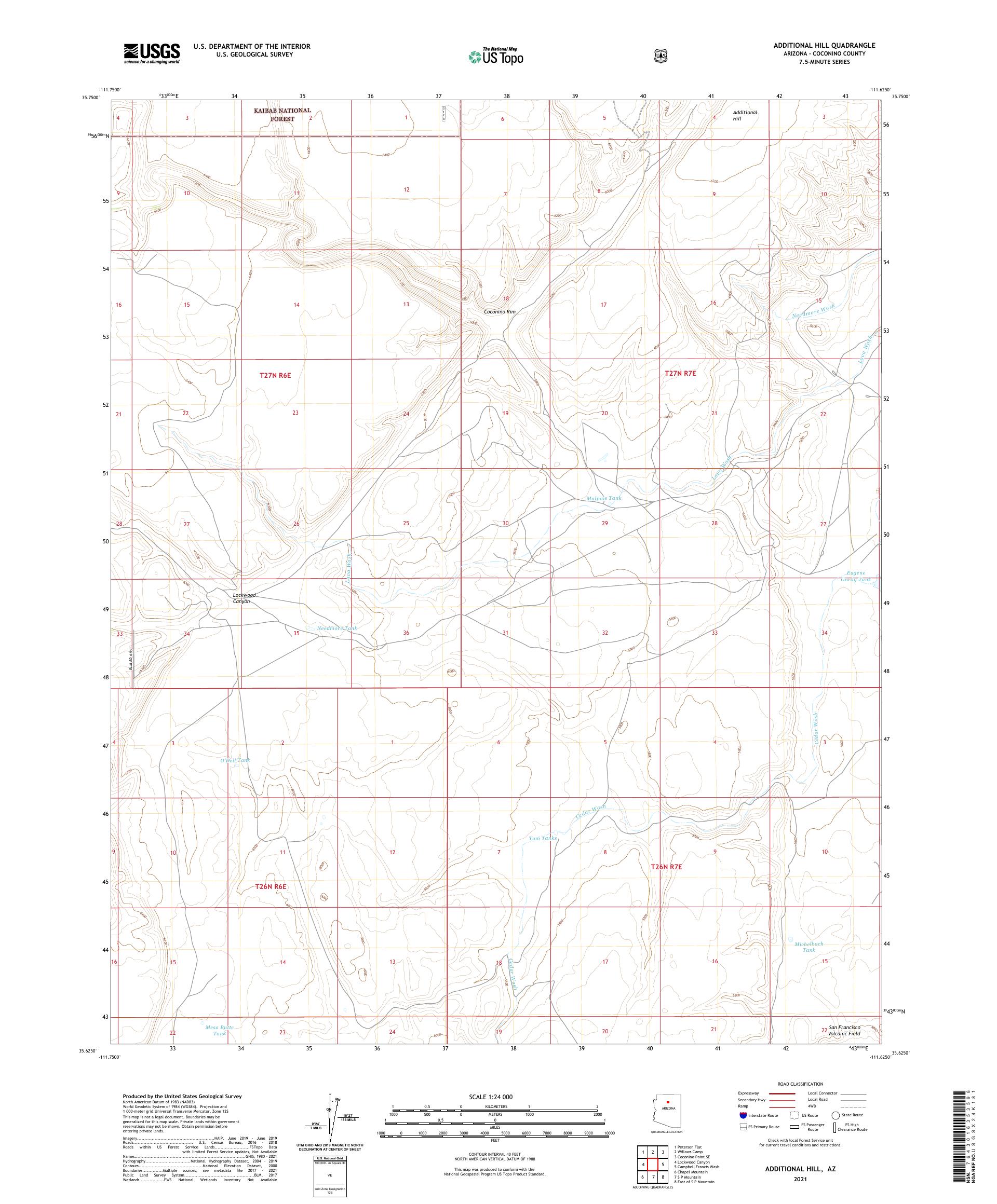 Additional Hill Arizona US Topo Map – MyTopo Map Store