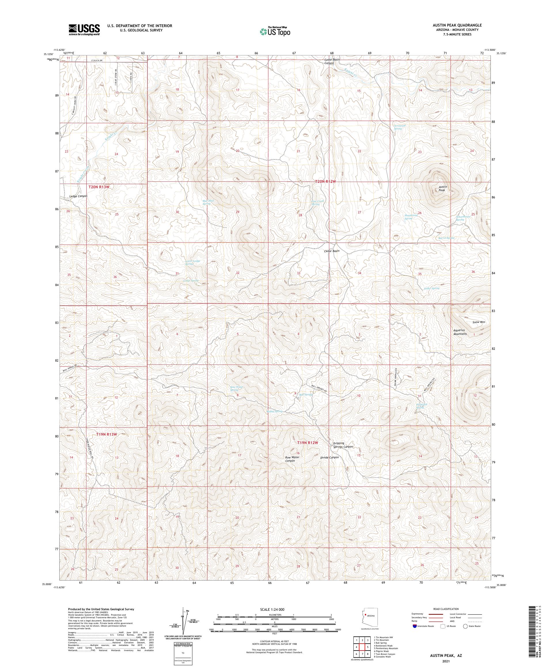 Austin Peak Arizona US Topo Map – MyTopo Map Store