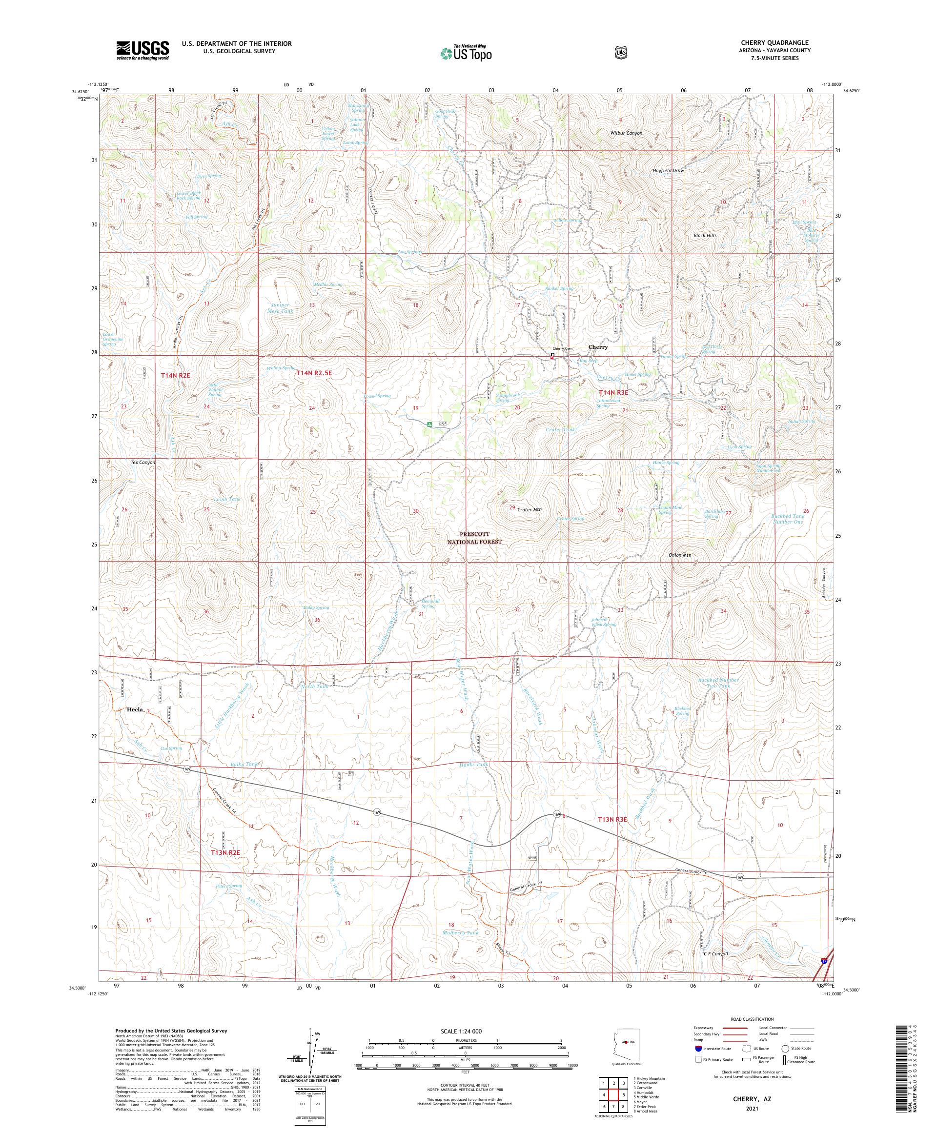Cherry Arizona US Topo Map – MyTopo Map Store
