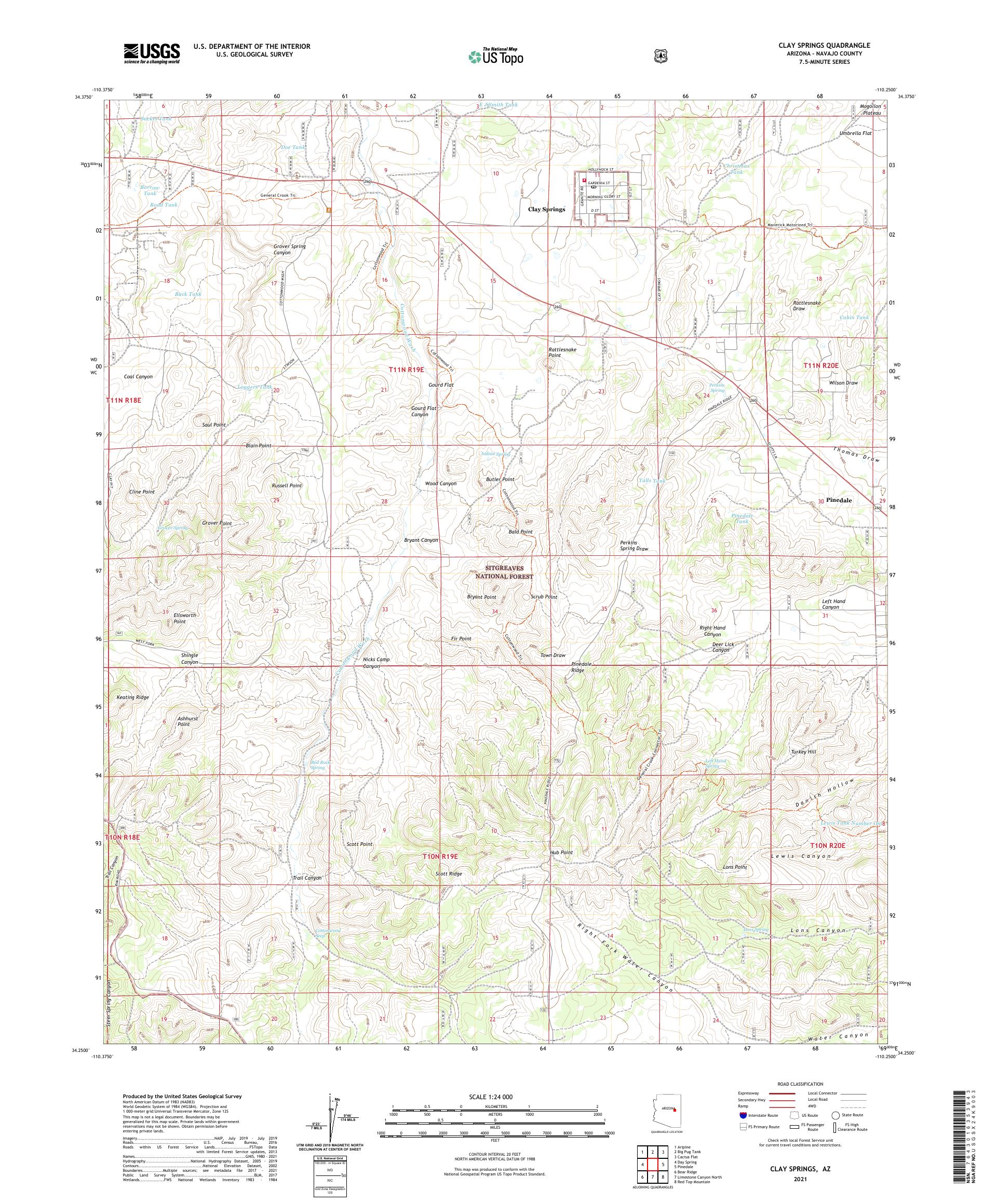 Clay Springs Arizona US Topo Map – MyTopo Map Store