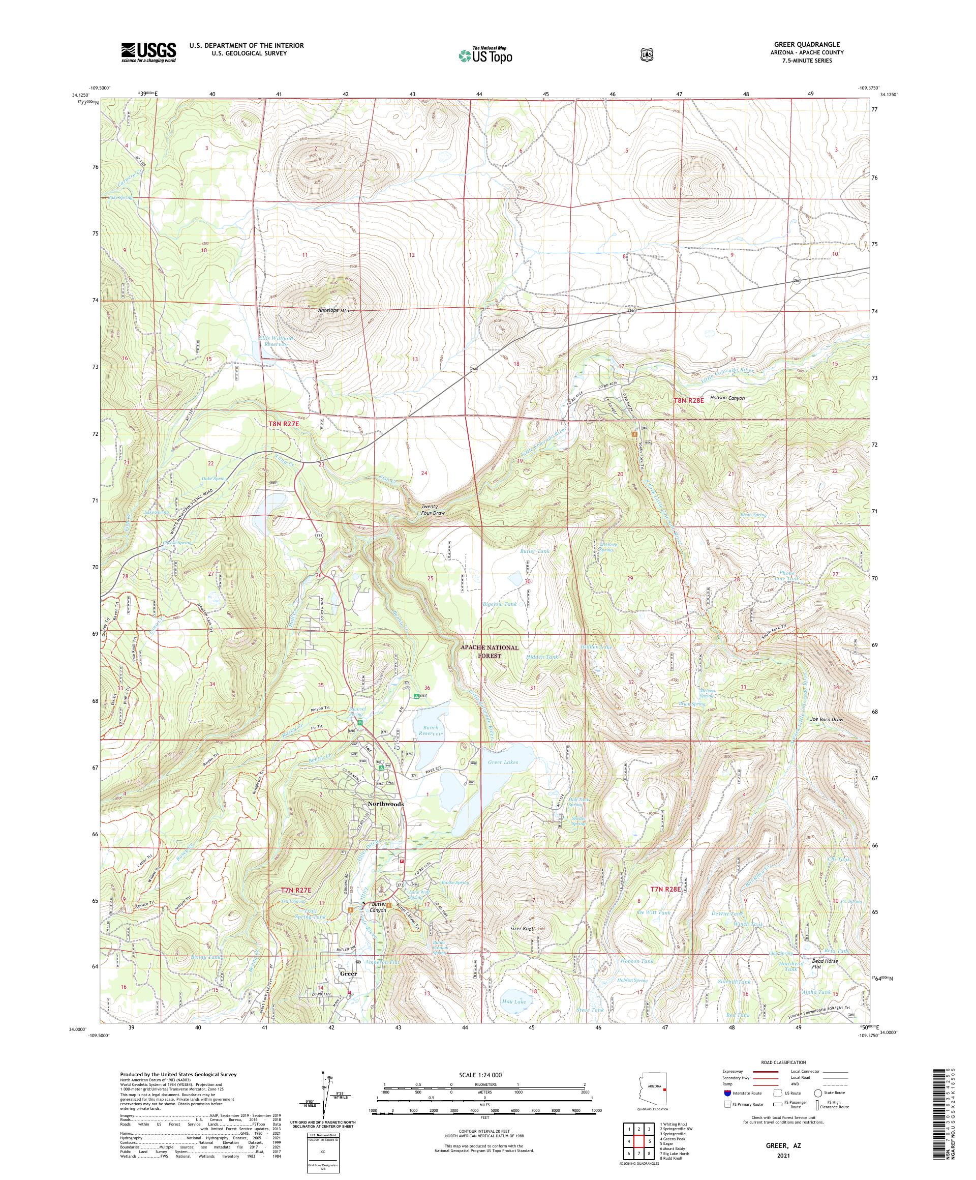 Greer Arizona US Topo Map – MyTopo Map Store