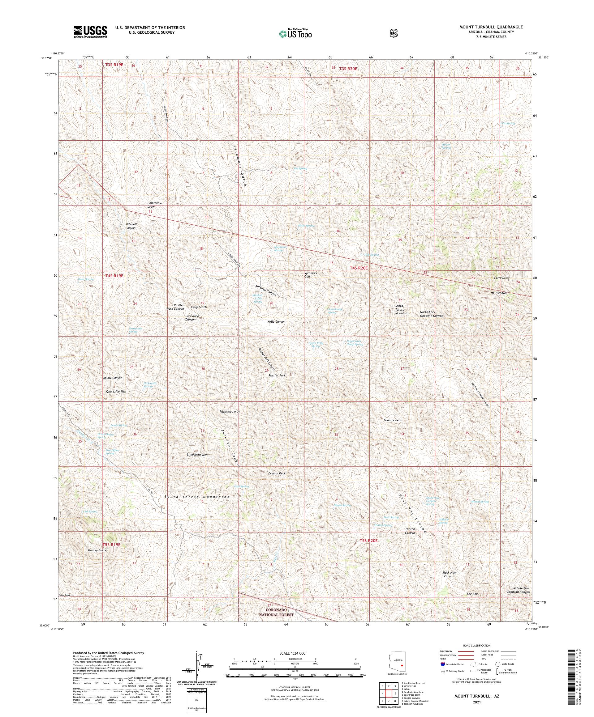 Mount Turnbull Arizona US Topo Map – MyTopo Map Store