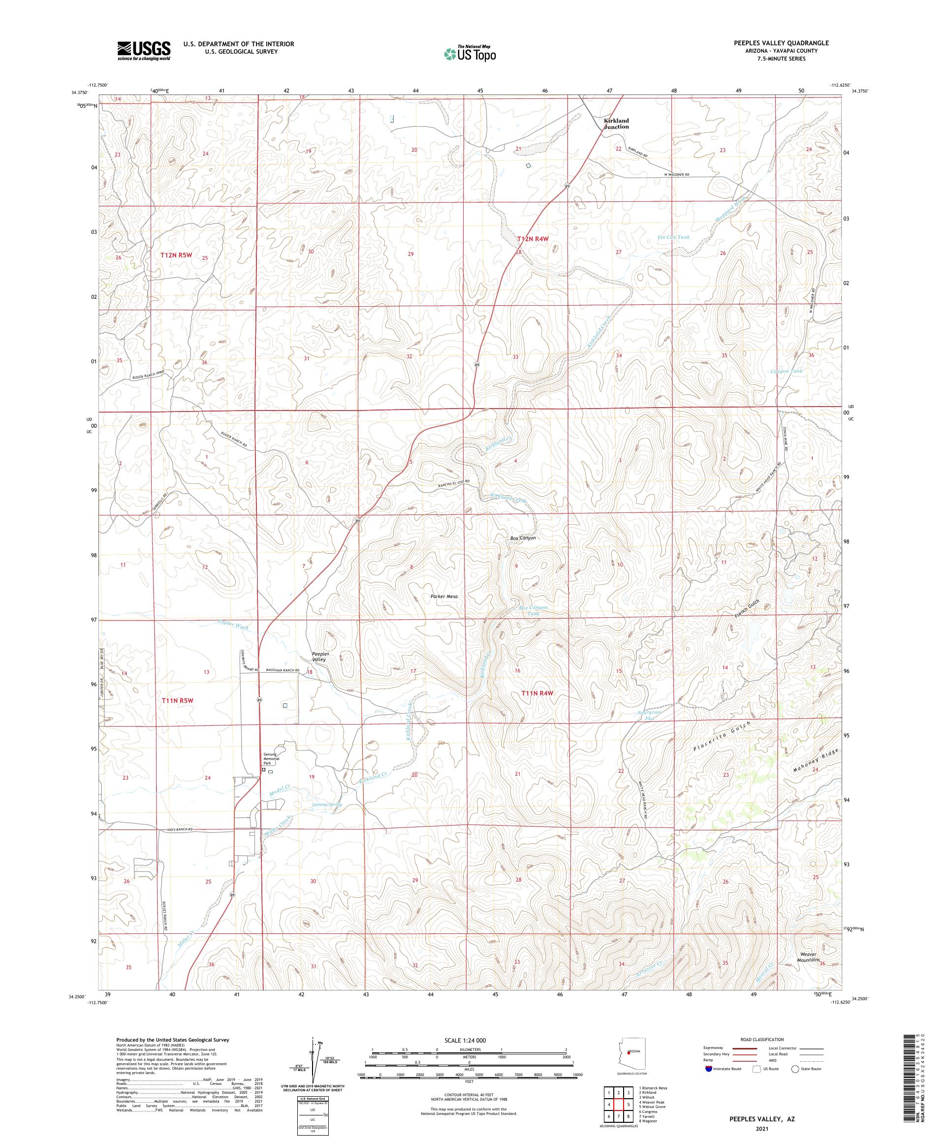 Peeples Valley Arizona US Topo Map – MyTopo Map Store