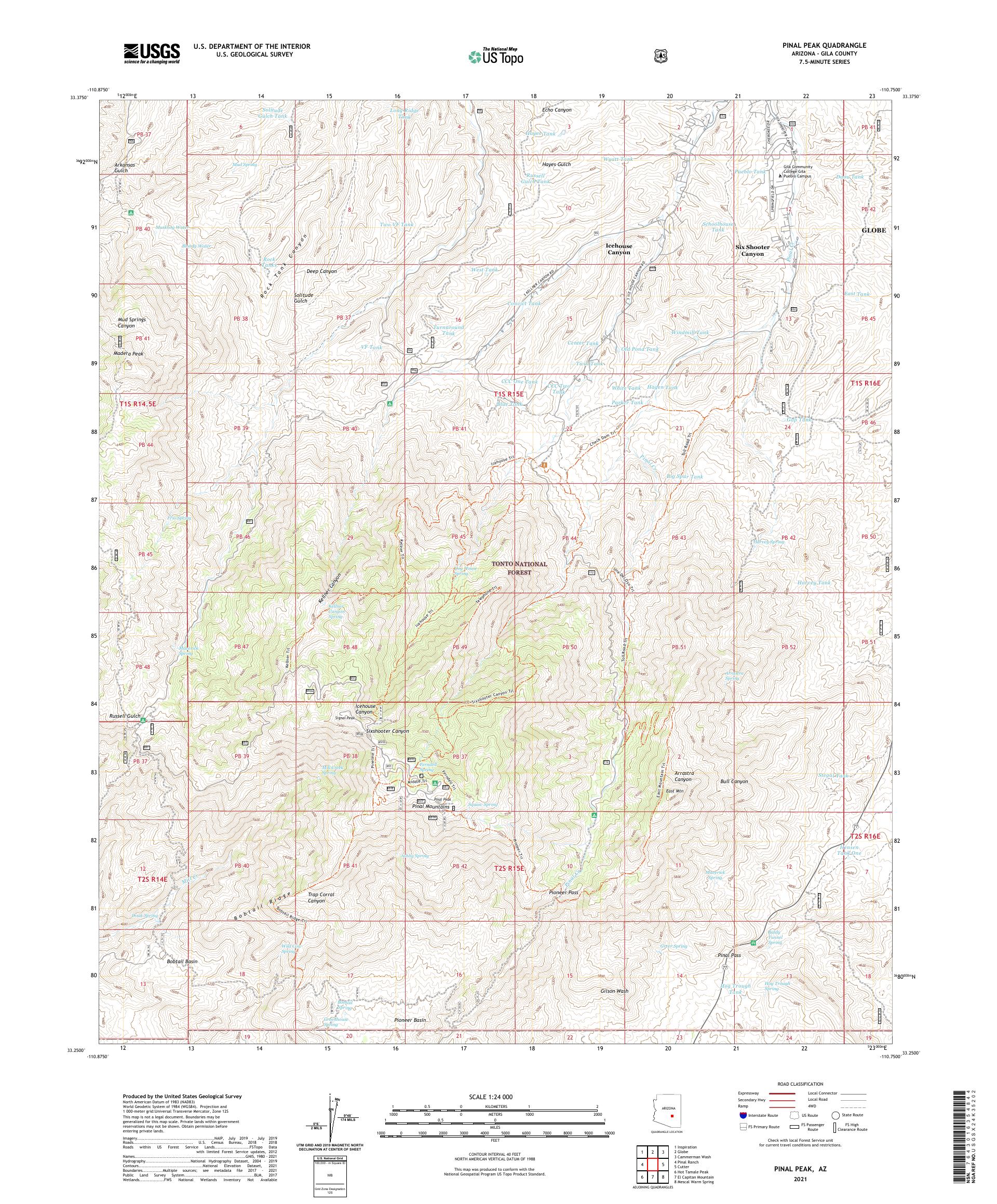 Pinal Peak Arizona US Topo Map – MyTopo Map Store